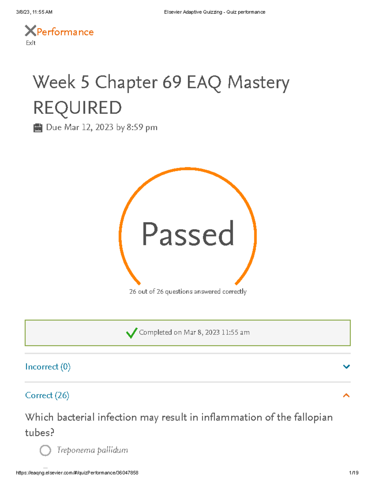 CH 69 - Mastery EAQ - Exit Performance Week 5 Chapter 69 EAQ Mastery ...