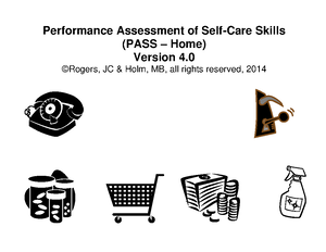 Performance Assessment of Self-care Skills Home Test Manual - BS ...
