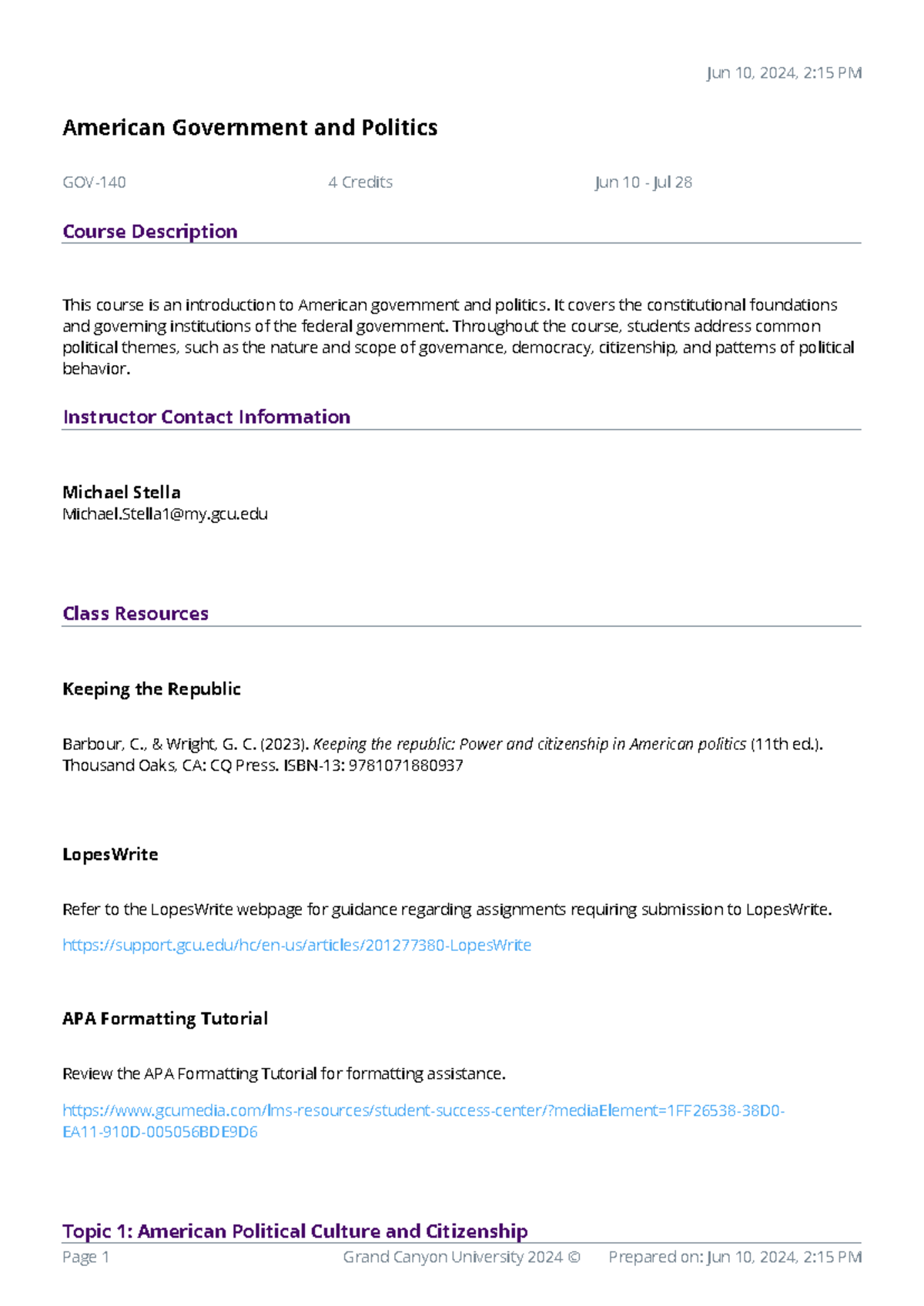 Syllabus GOV-140-O500-20240610 - Jun 10, 2024, 2:15 PM American ...