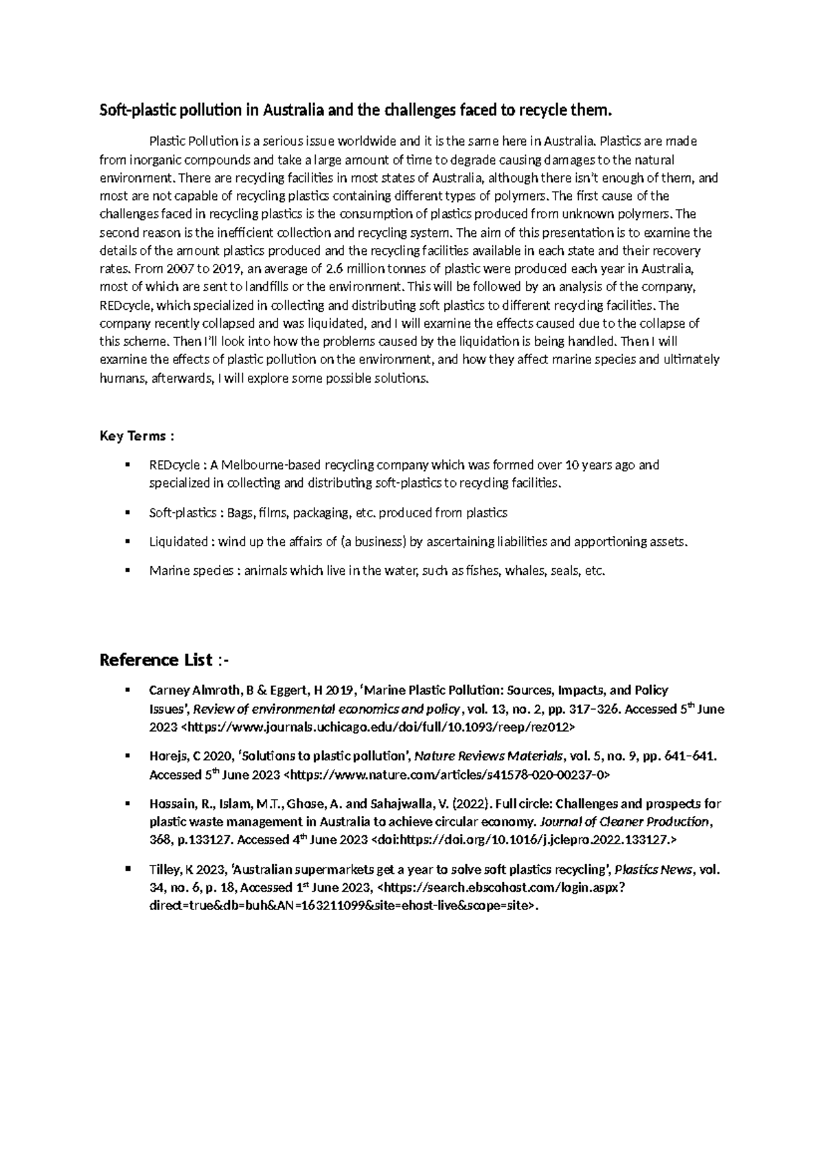 Recycling Challenges Presentation Abstract - Soft-plastic pollution in ...