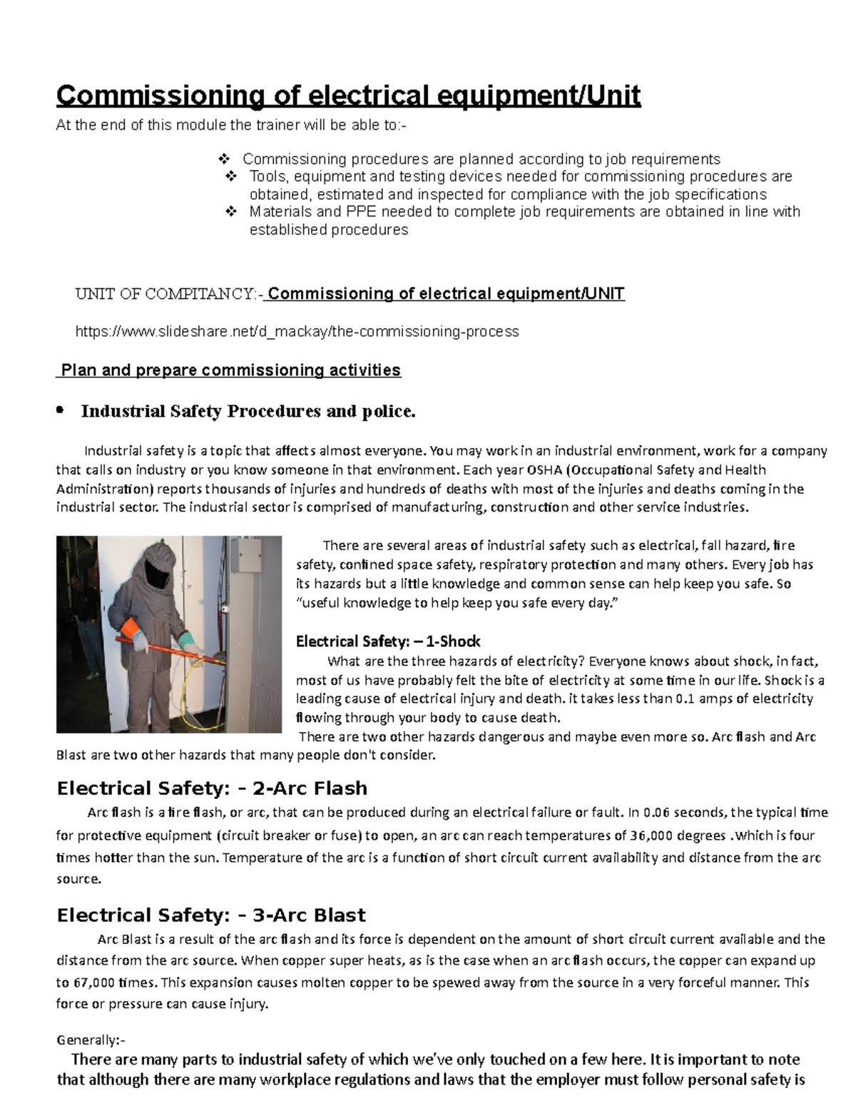 Commissioning of electrical equipment - Industrial safety is a topic ...