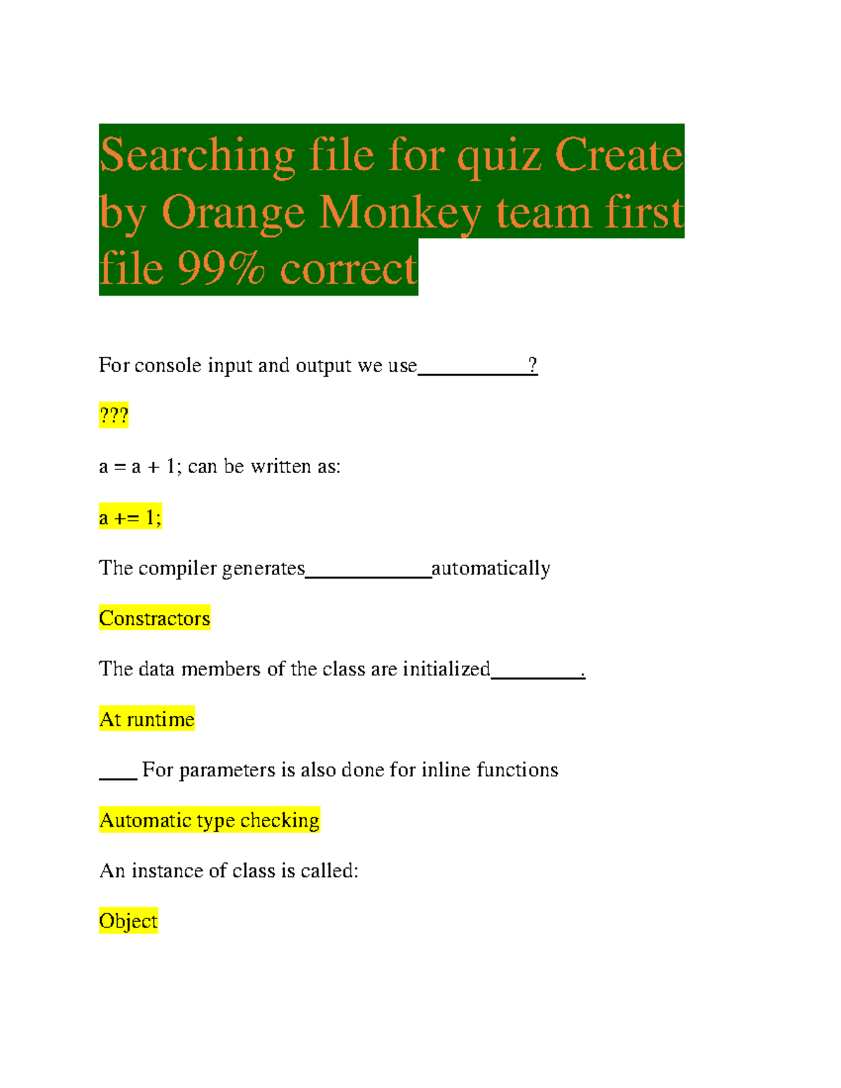 Cs201 quiz file-converted - Searching file for quiz Create by Orange ...