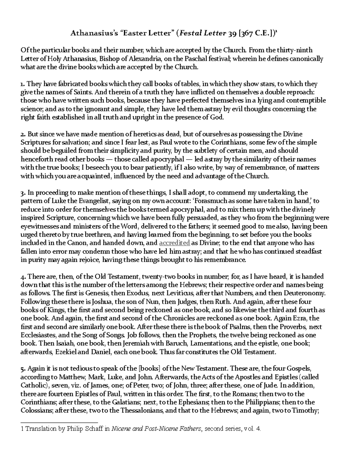 Athanasius's Easter Letter - Athanasius’s “Easter Letter” ( Festal ...