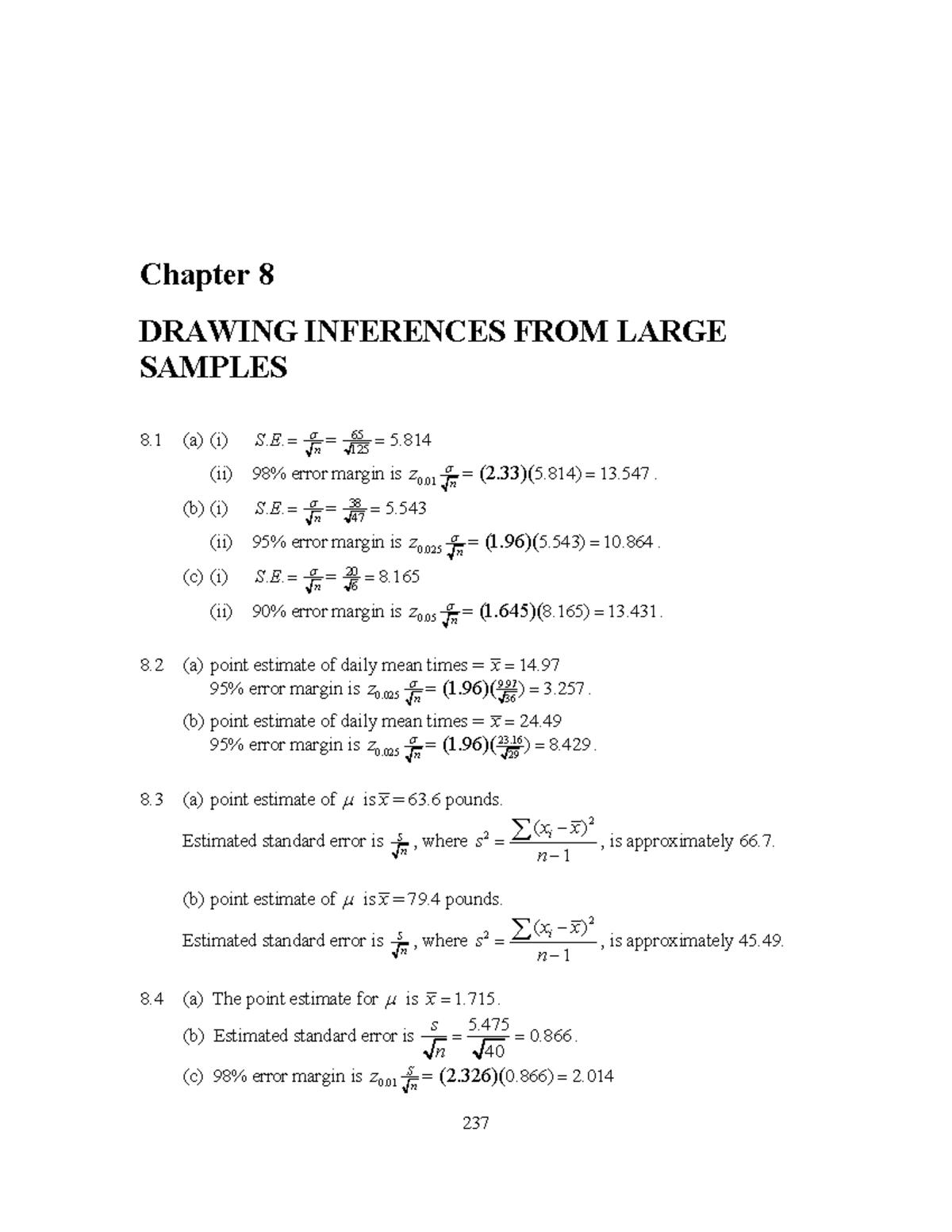 Ch08 Drawing Inferences FROM Large - 237 Chapter 8 DRAWING INFERENCES ...