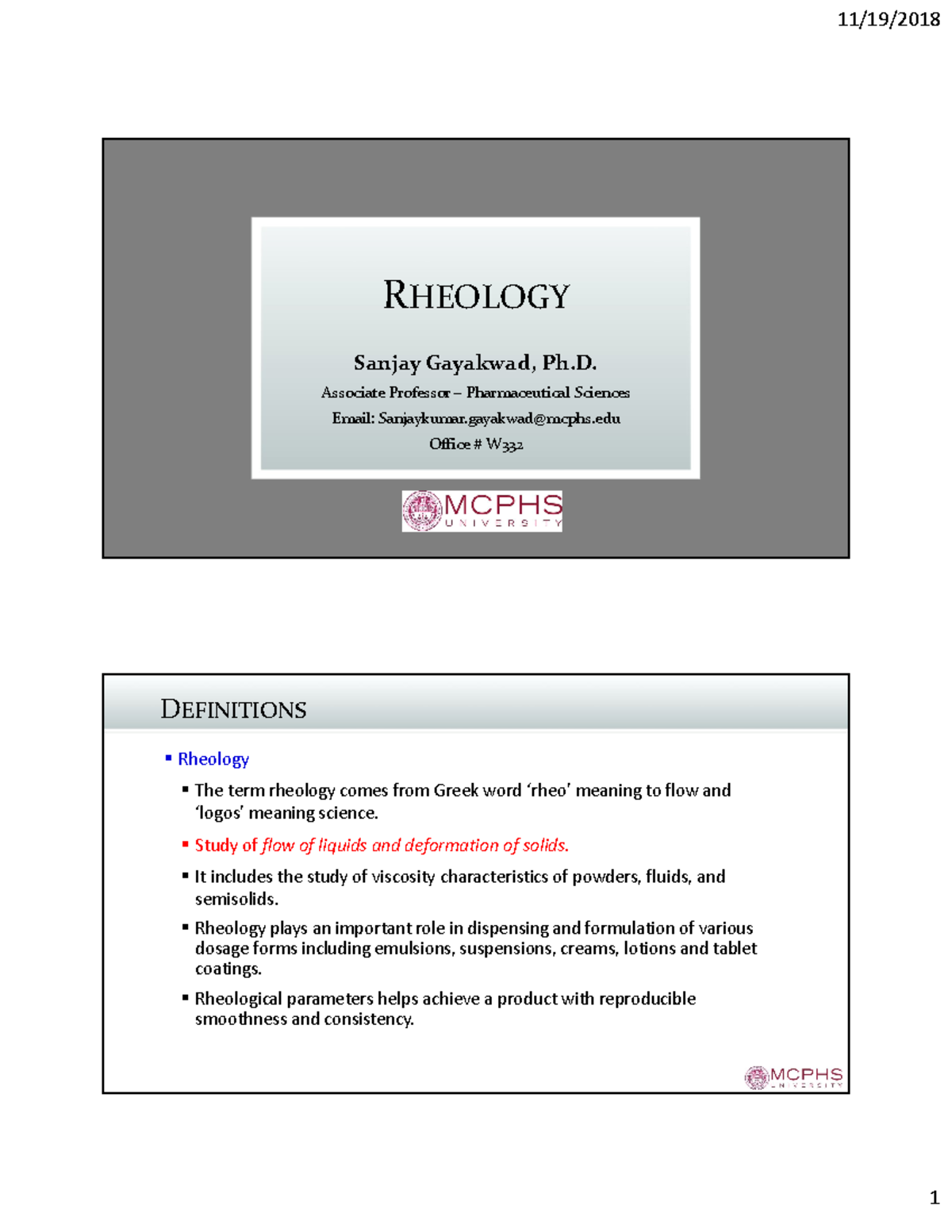 Rheology SG (2 slides pp) - RHEOLOGY Sanjay Gayakwad, Ph. Associate ...