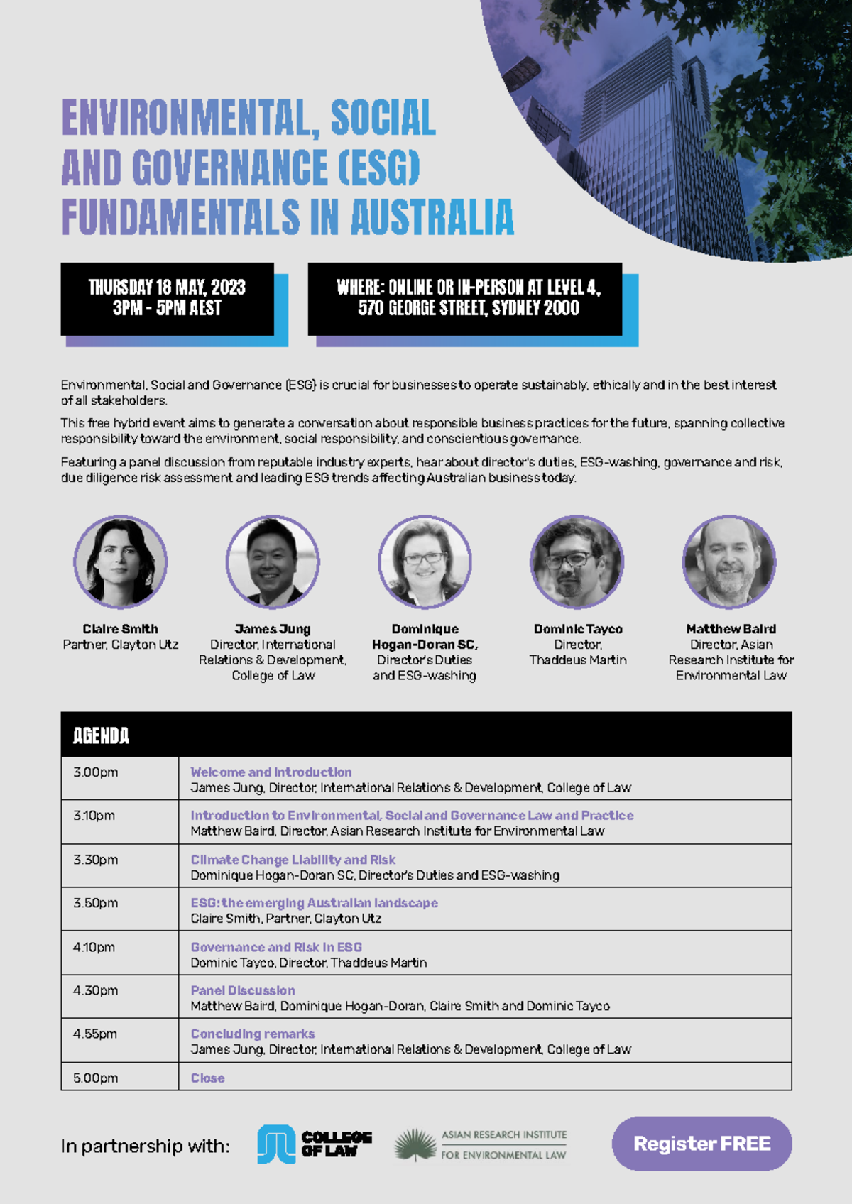 College of Law flyer - Great course - Environmental, Social and ...