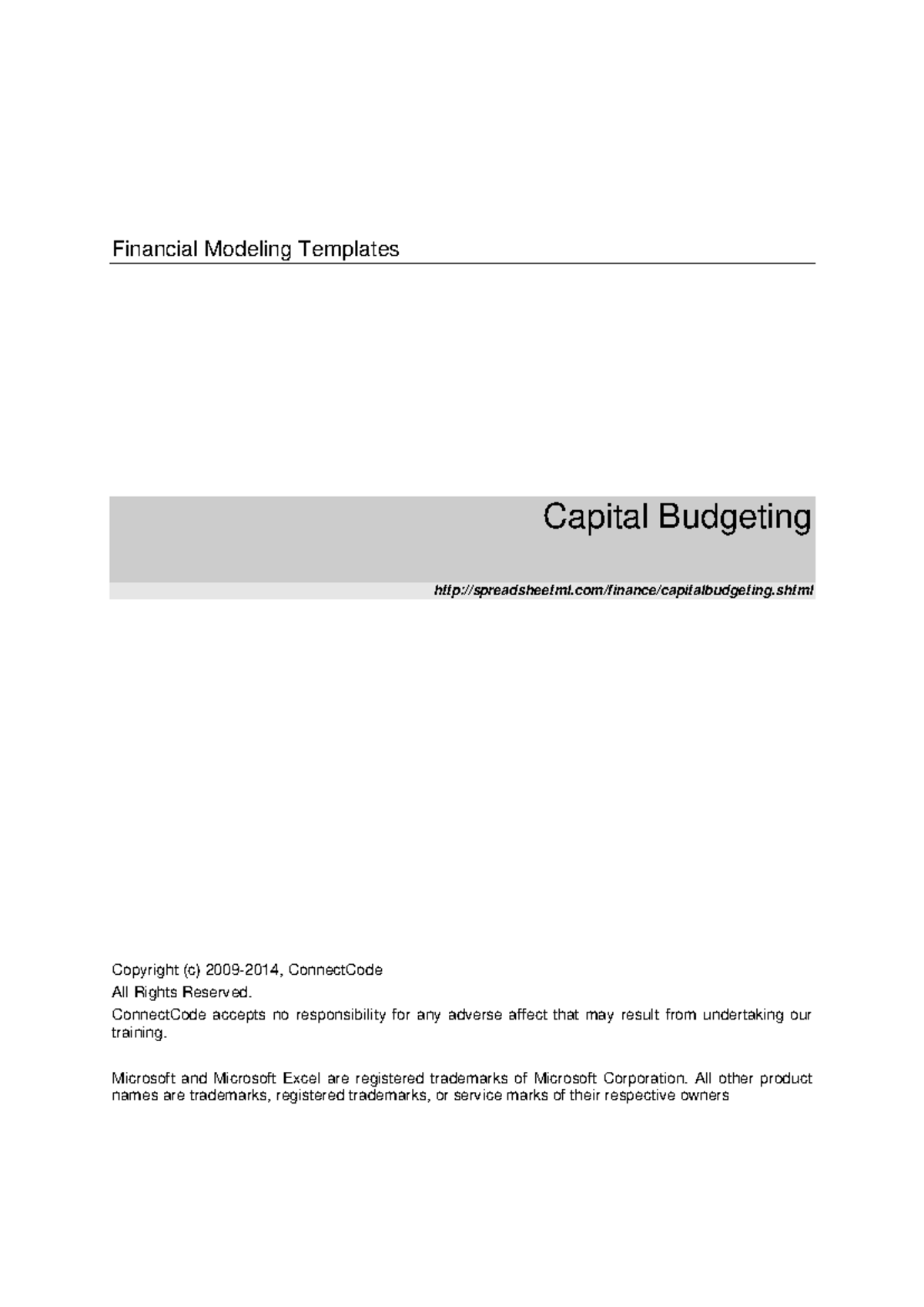 Capital Budgeting - Notes - Financial Modeling Templates Capital ...