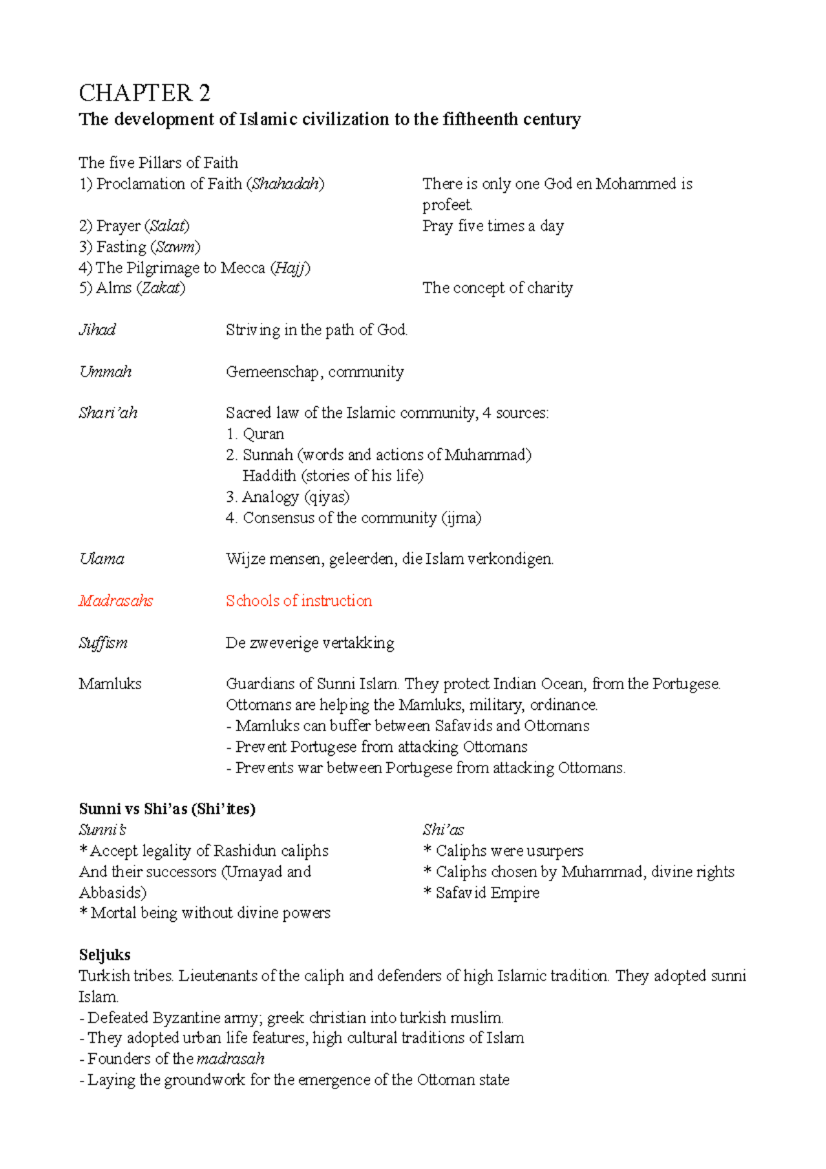Summary History of the Middle East 2 - CHAPTER 2 The development of ...