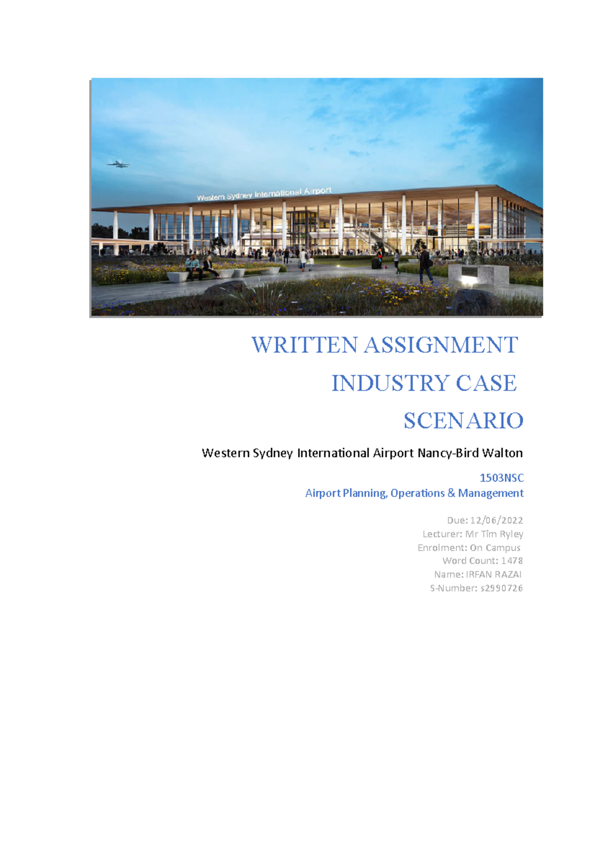 Written Assignment Industry CASE Scenario - WRITTEN ASSIGNMENT INDUSTRY ...