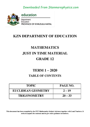 Lesson PLAN maths lit grades 12 Term2 - PROVINCE OF THE EASTERN CAPE ...