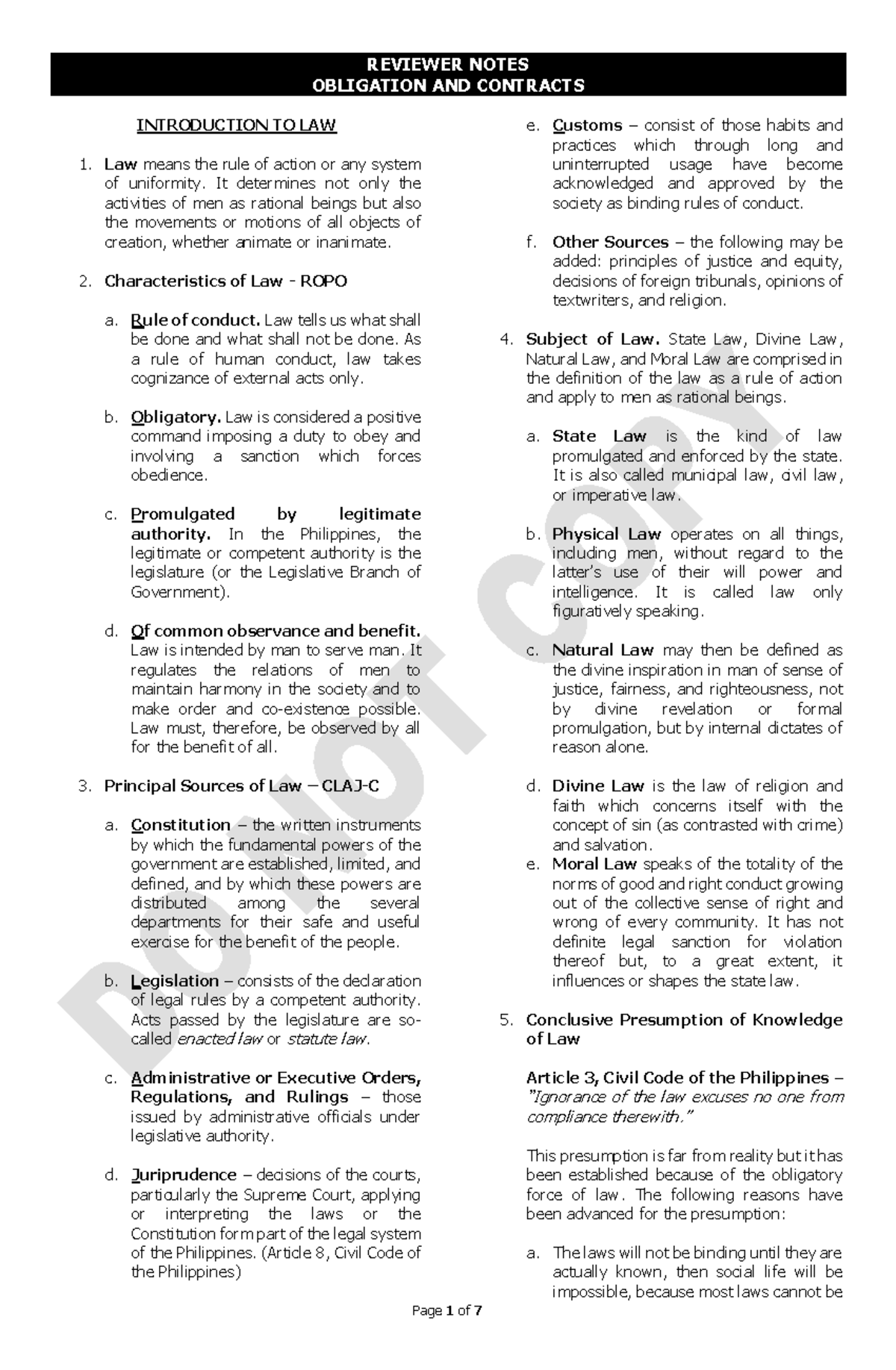 Oblicon - Reviewer Notes for Midterms - OBLIGATION AND CONTRACTS ...