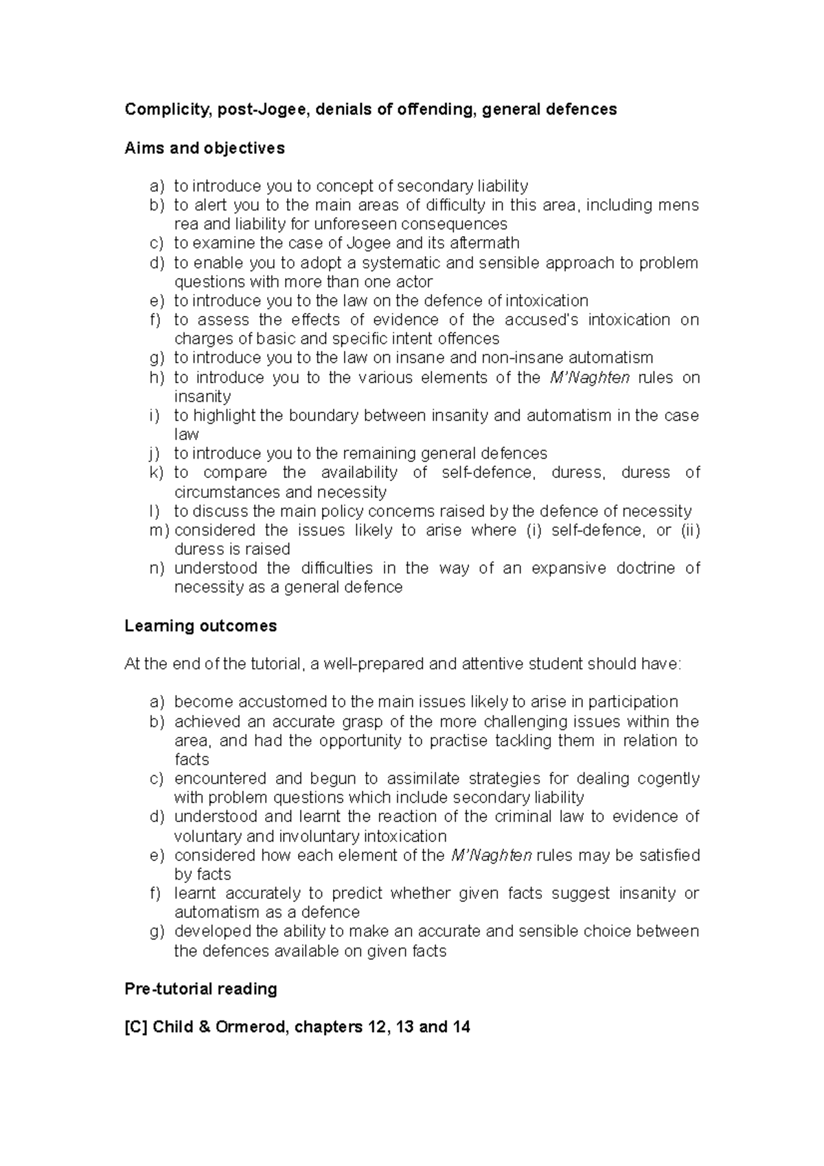 Complicity, post-Jogee, denials of offending, general defences - html ...