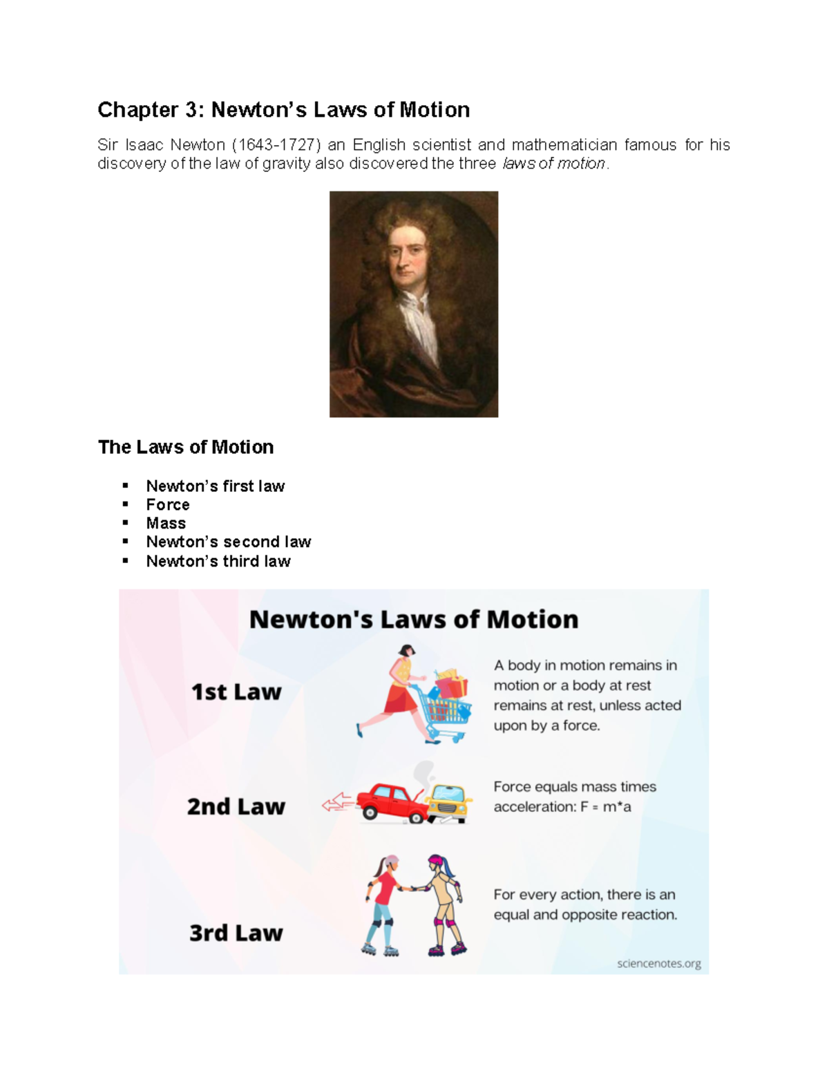 Chapter 3 Newtons Laws of Motion - Chapter 3: Newton’s Laws of Motion ...