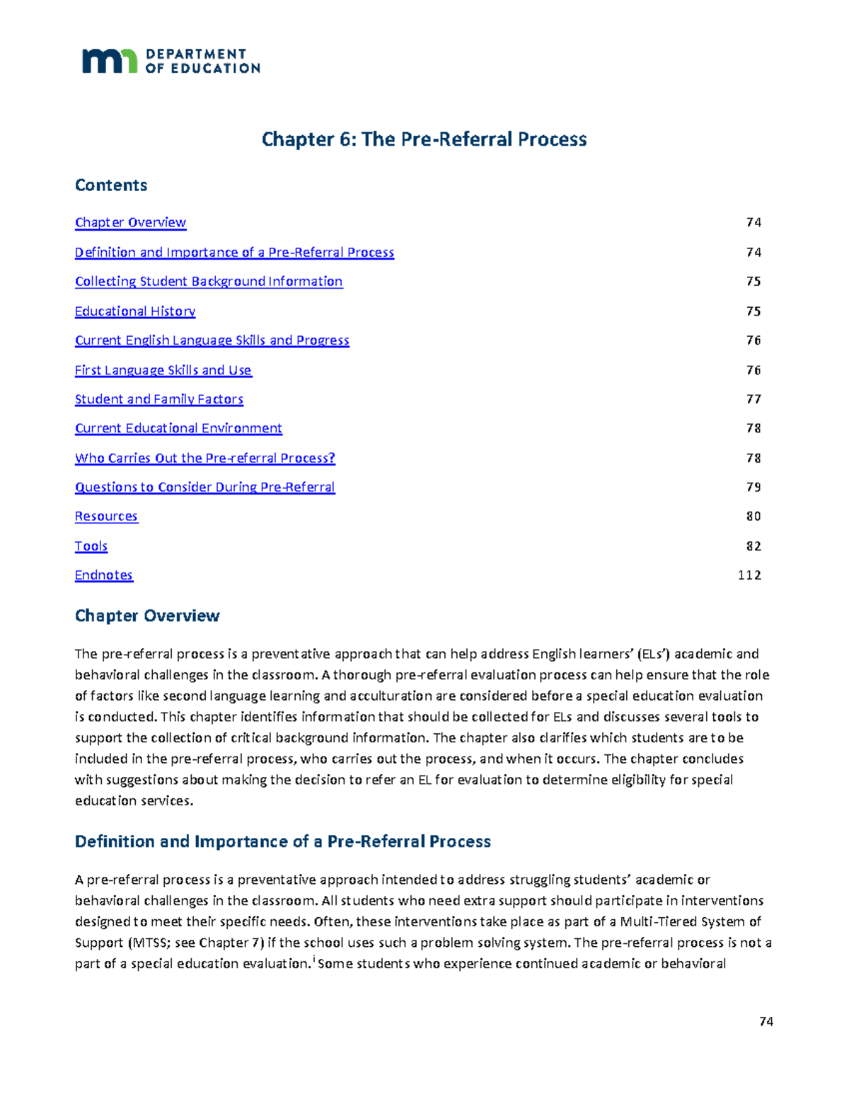 Chapter 6 prof ed 4 - Chapter 6: The Pre-Referral Process Contents ...