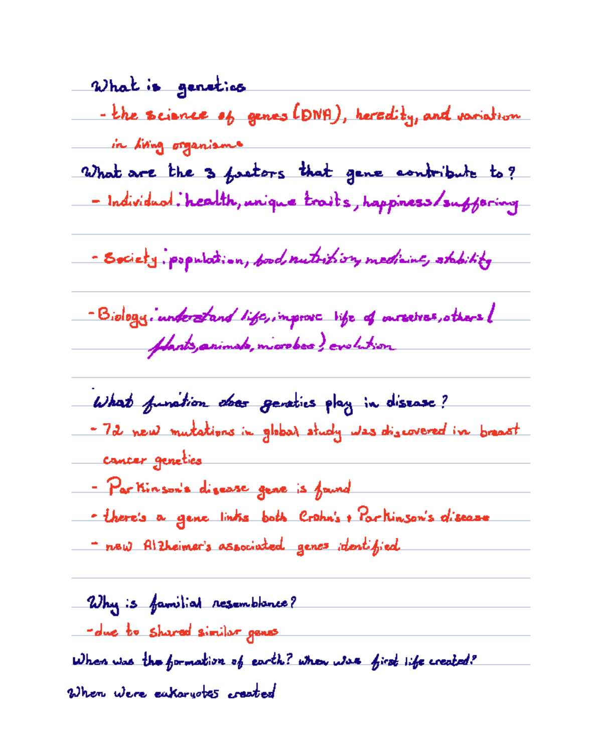 Chapter 1 review notes 2 - What is genetics ####### the science of ...