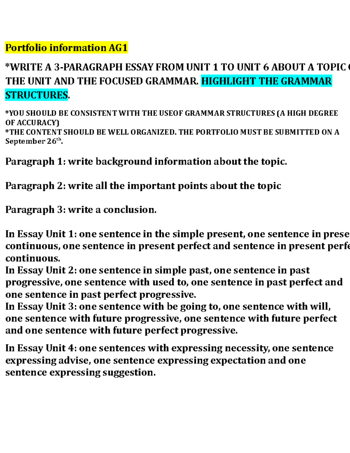 AG1 September Student 2022 - Portfolio information AG *WRITE A 3 ...