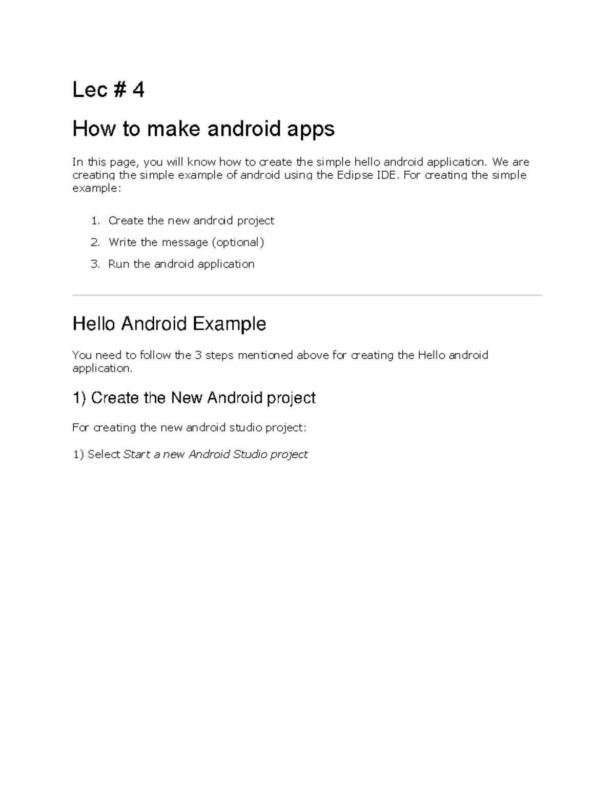Android(4-6) - Lec # 4 How to make android apps In this page, you will know how to create the ...
