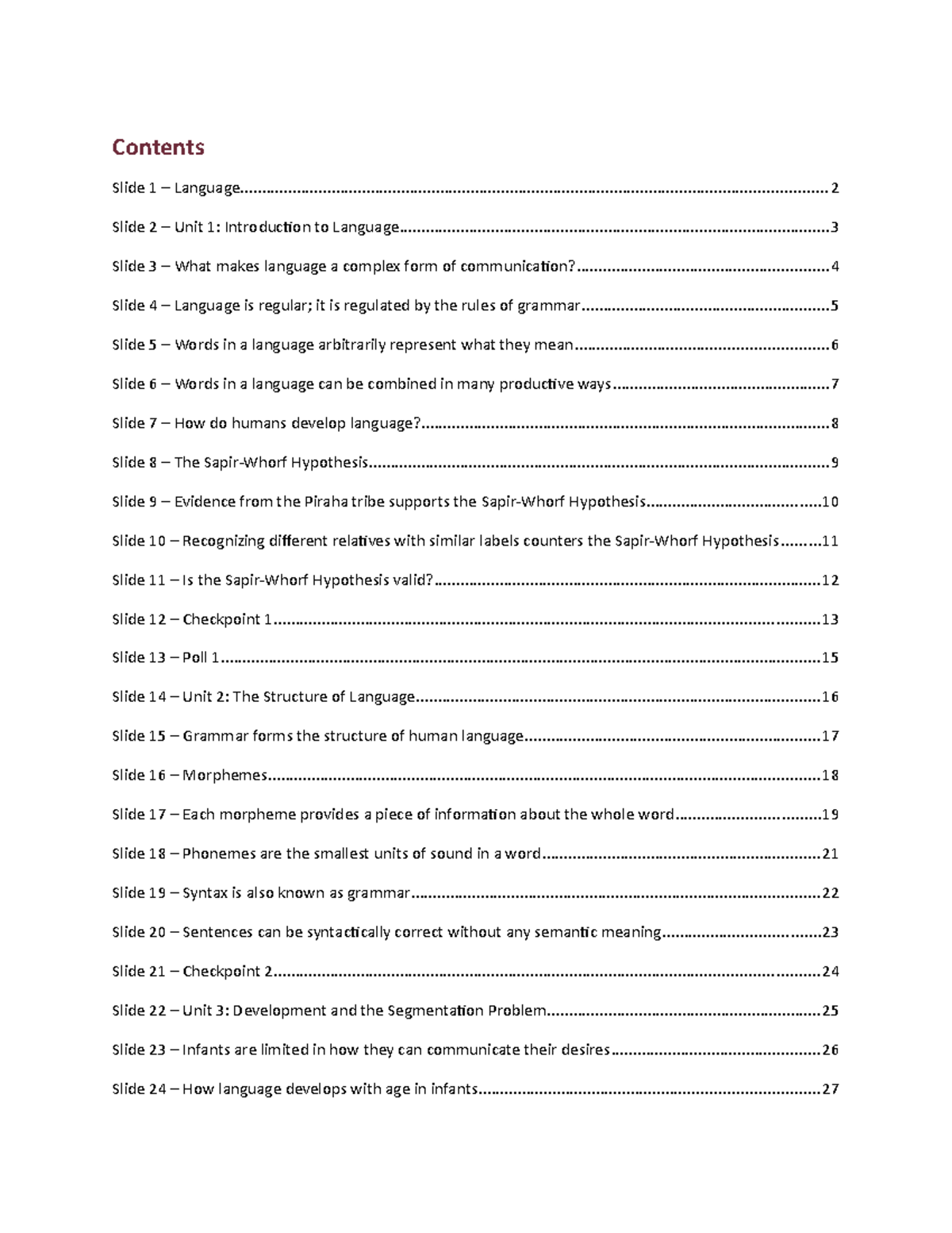 Psych 1X03 06 Language Handout - Contents Slide 1 – - Studocu