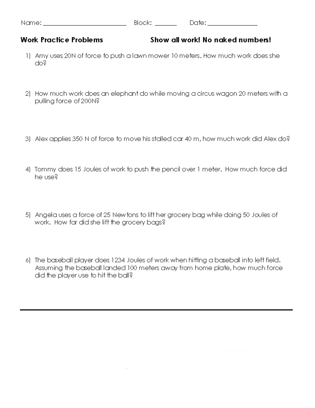 Work practice problems general - Name ...