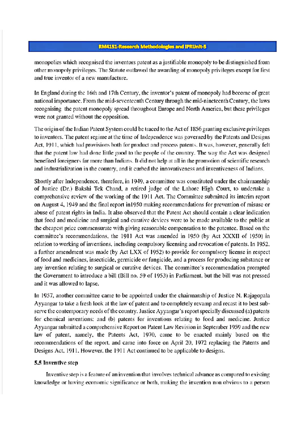 RM4151-UNIT 5 - Research methodology and ipr - Mechanical engineering ...