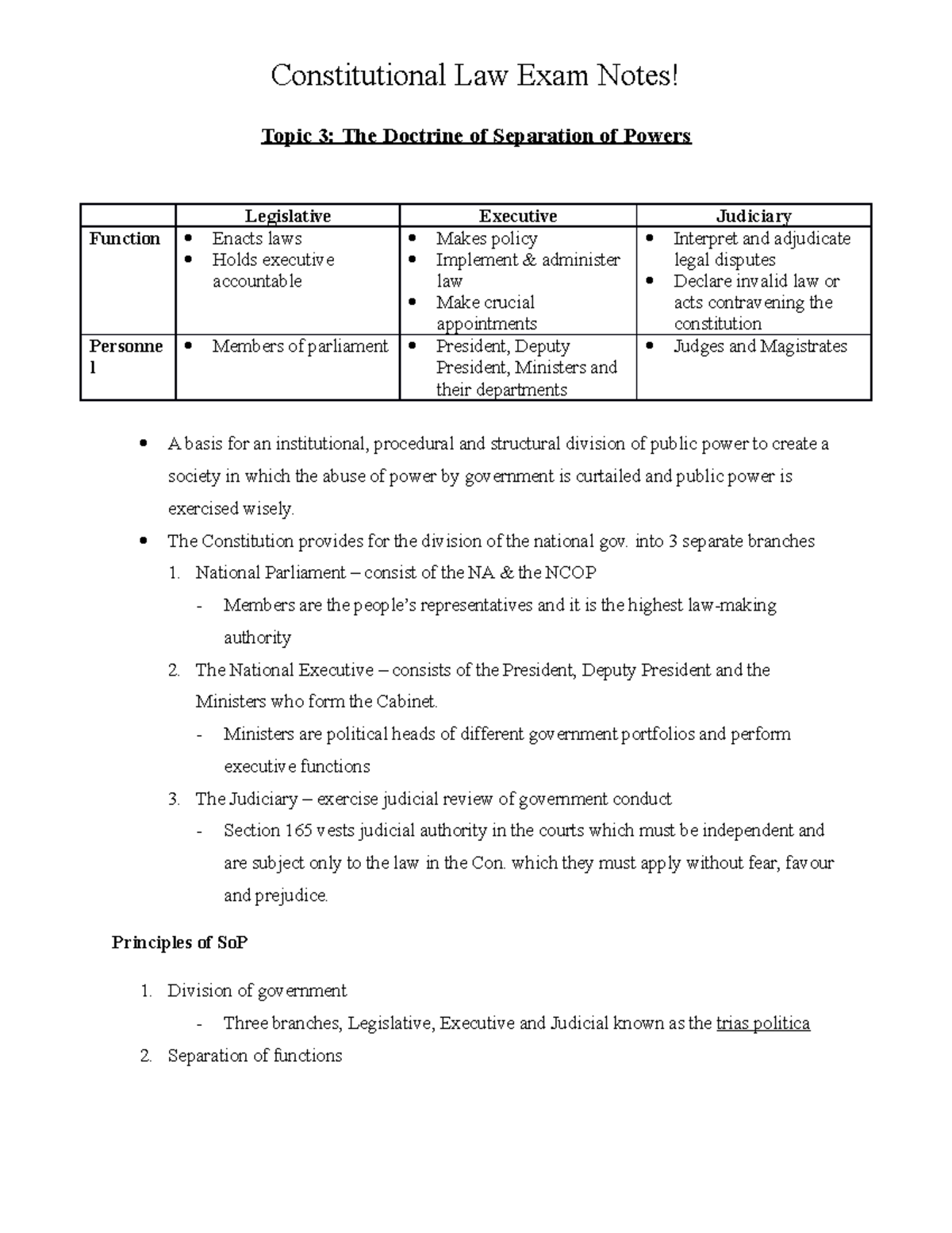 My Notes- Topic 3 - Summary of chapter - Constitutional Law Exam Notes ...