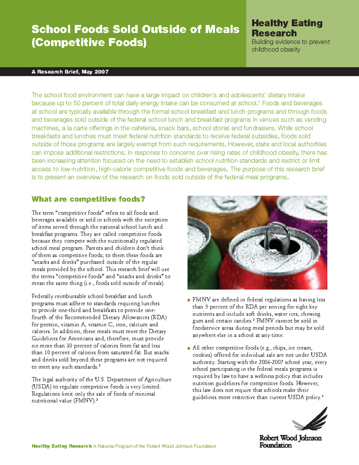 07 comp foods child obesity research brief - School Foods Sold Outside ...