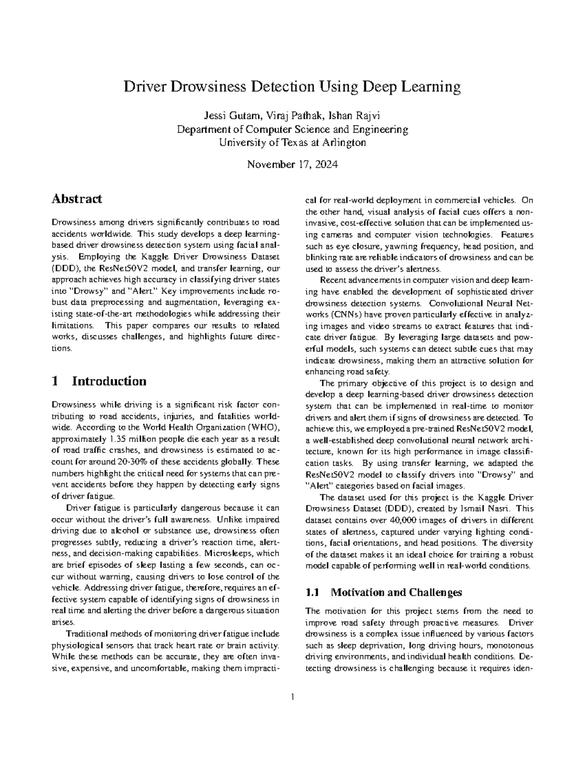 DDD final report - Driver Drowsiness Detection Using Deep Learning ...