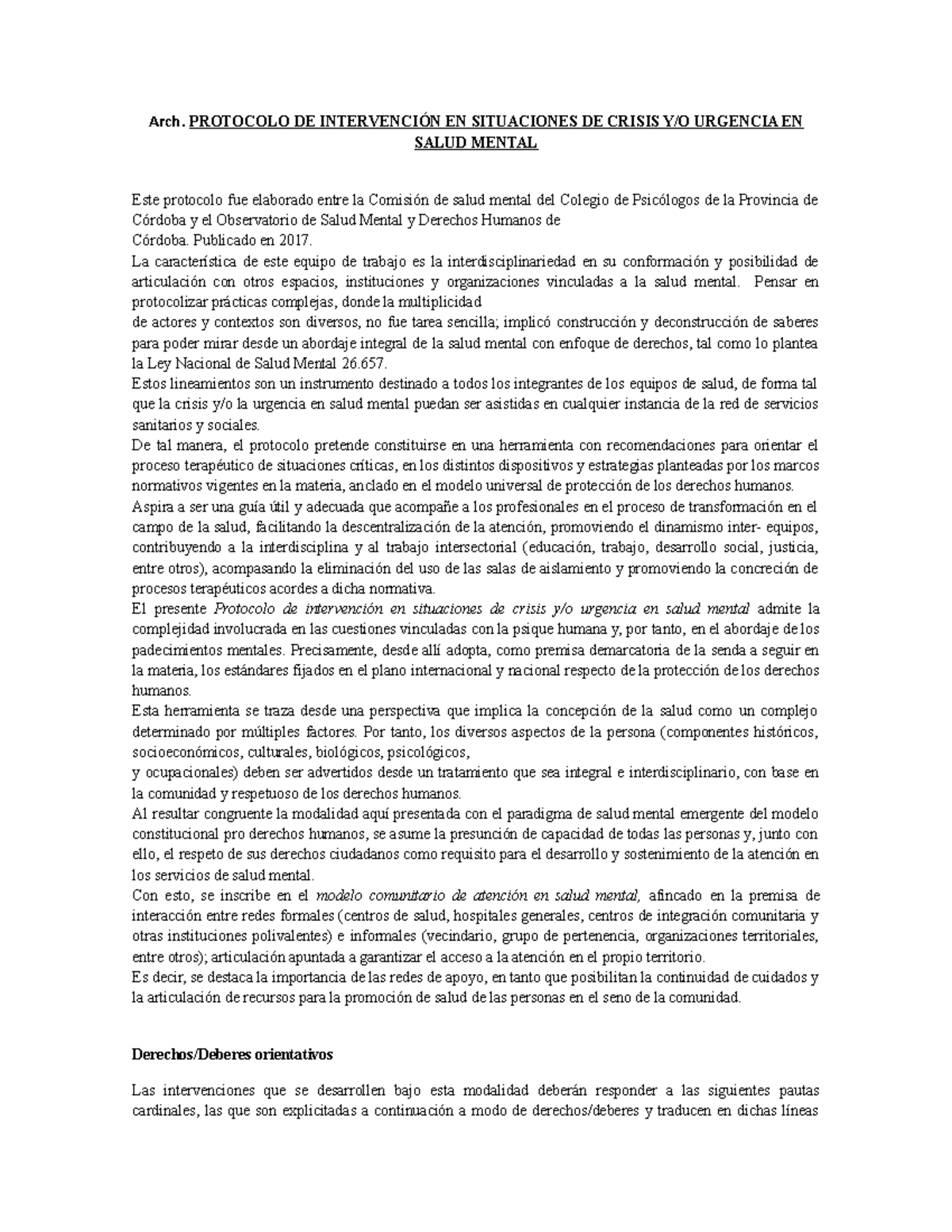 Arch ESM Protocolo crisis-urgencias en sm - Arch. PROTOCOLO DE ...