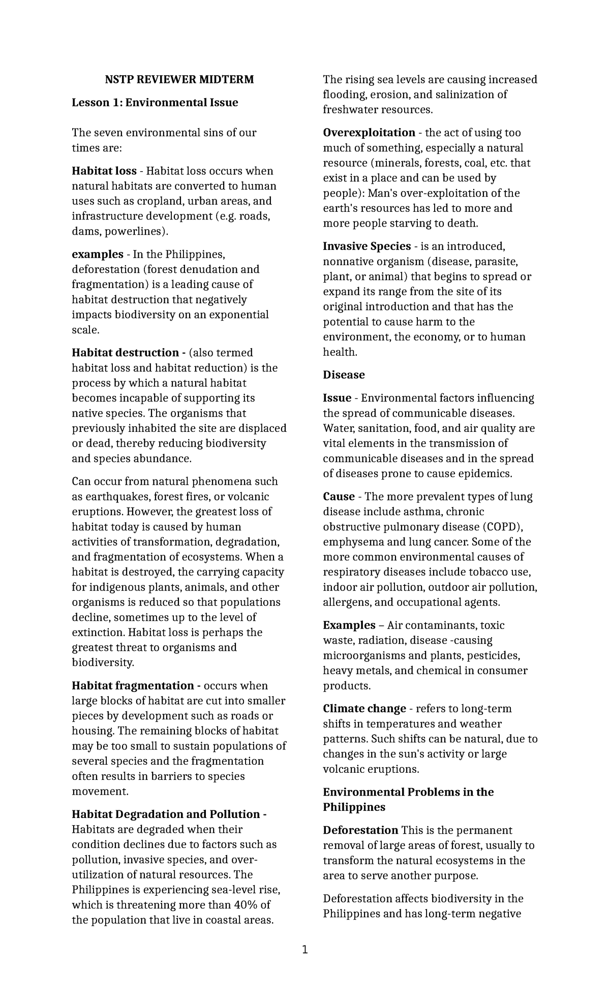 NSTP REVIEWER LESSON 1-3 - NSTP REVIEWER MIDTERM Lesson 1 ...