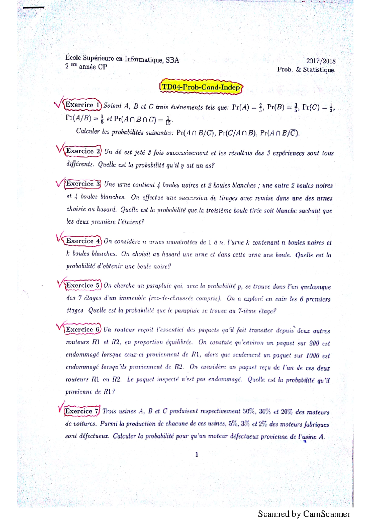 TD4 - Proba notes - Probabilities - Studocu