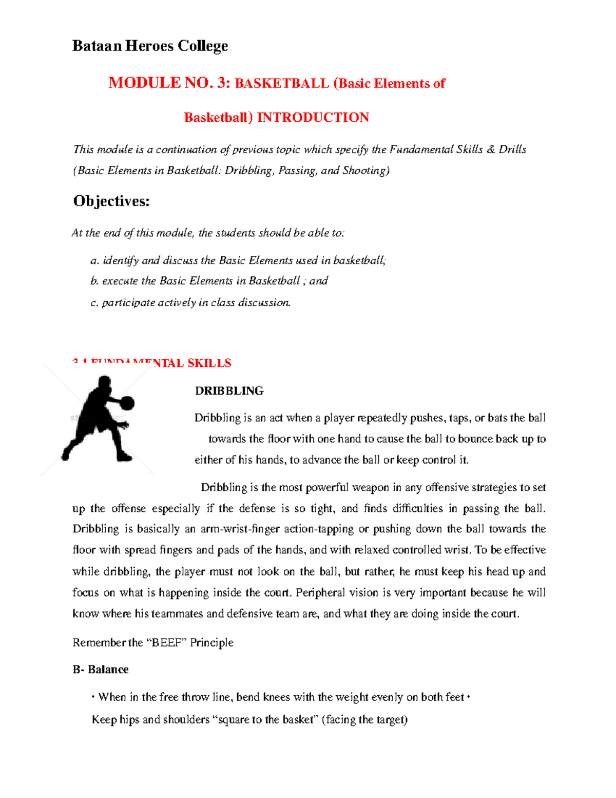 PE104 Recreational Activities Module 3 - Bataan Heroes College MODULE ...