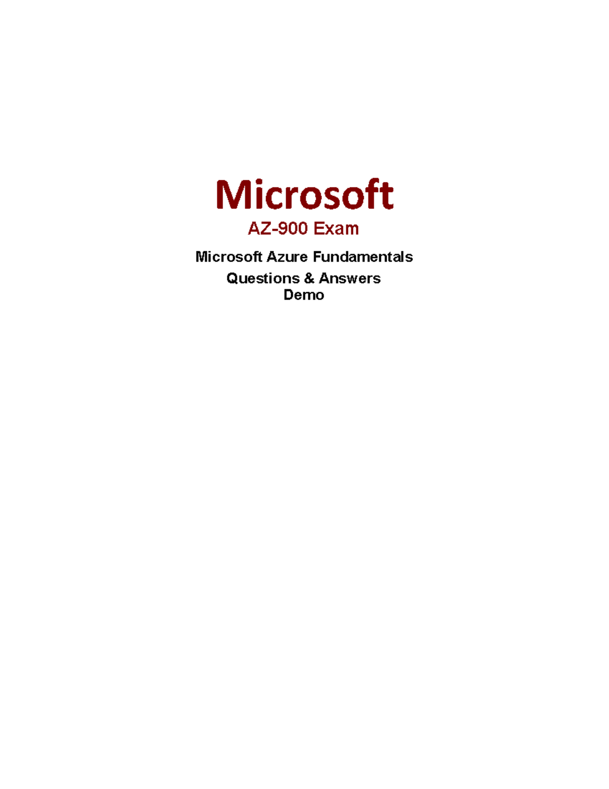 AZ-900-questions - Testing - Microsoft Azure Fundamentals Microsoft AZ ...