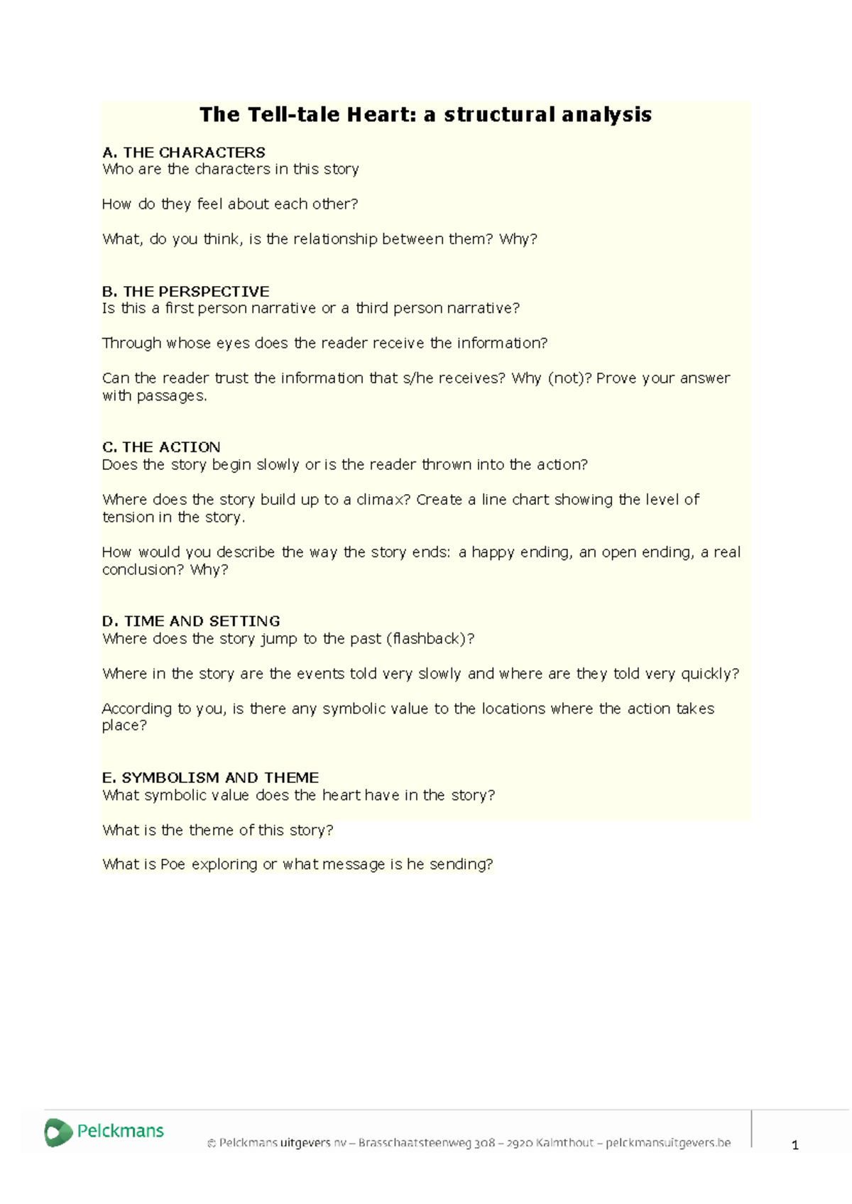 Tell Tale Heart - questions - The Tell-tale Heart: a structural ...