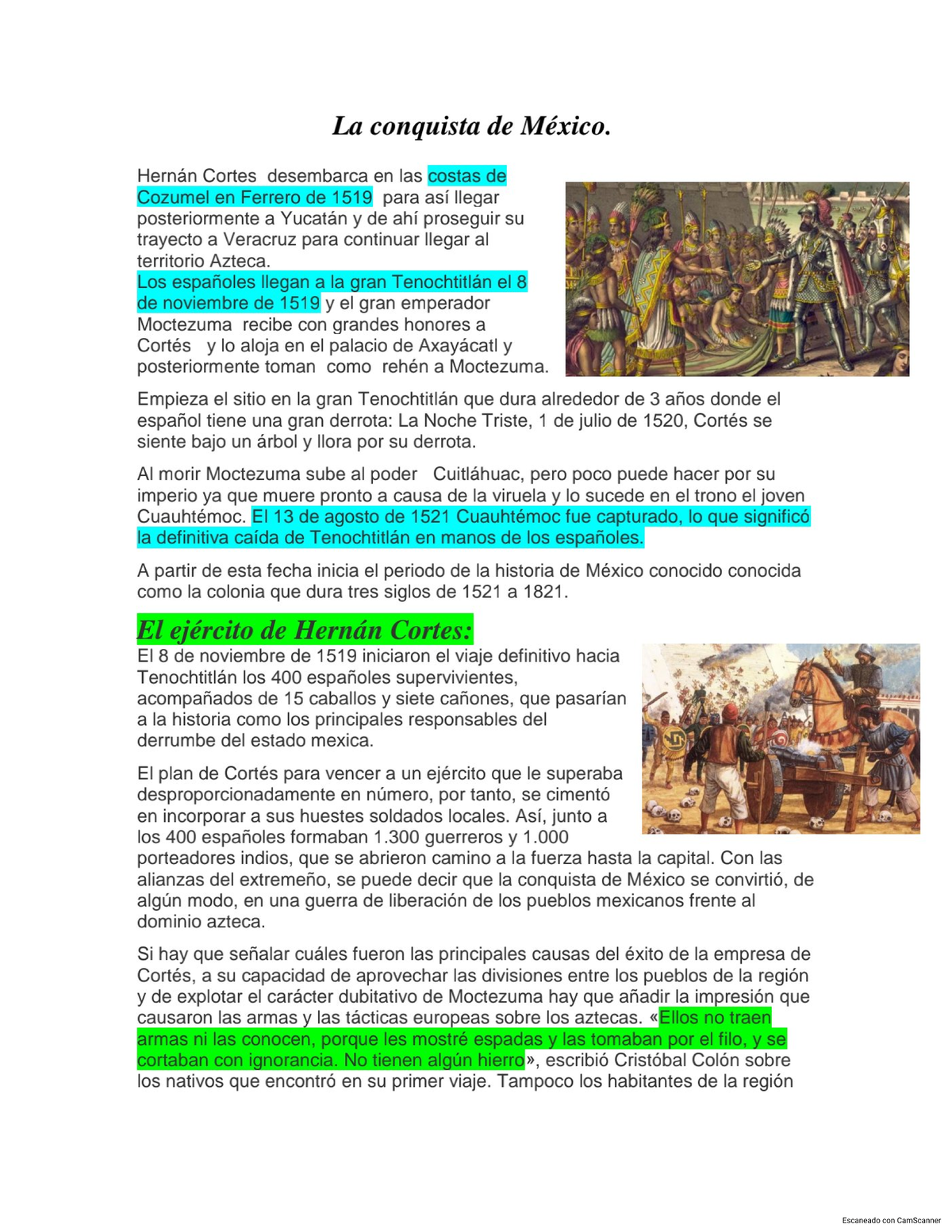 Conquista de Mexico - Historia Universal - Studocu