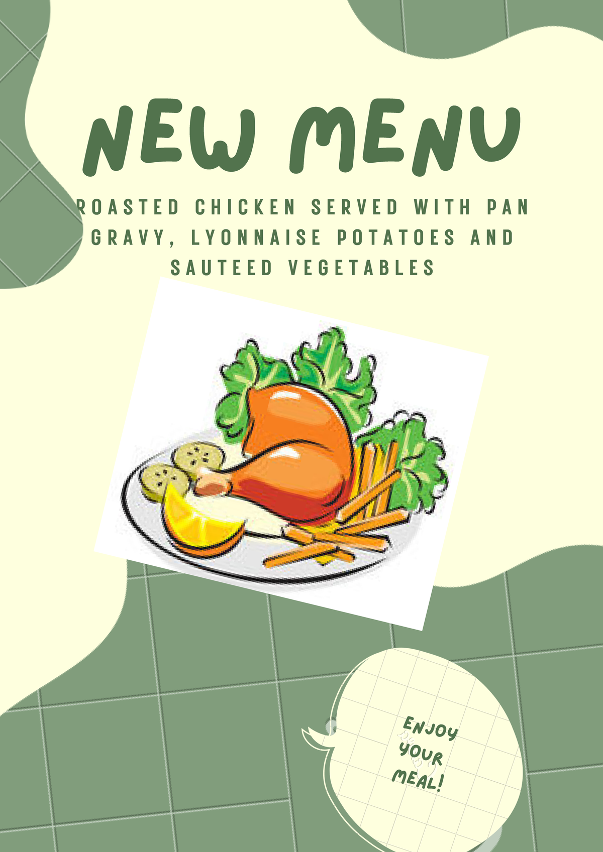 contoh menu card - seni kulinari - new menu R O A S T E D C H I C K E N ...