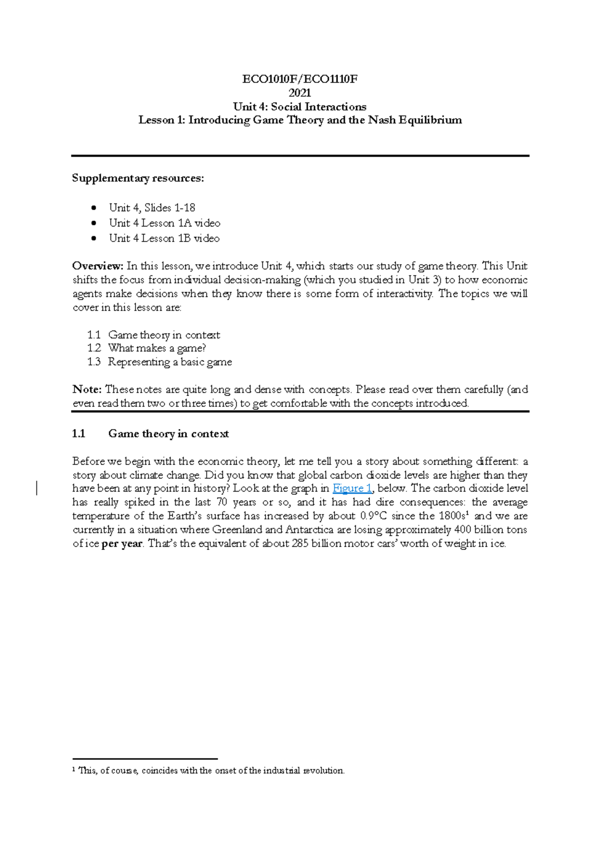 Unit 4, Lesson 1 - introducing game theory - ECO1010F/ECO1110F 2021 ...
