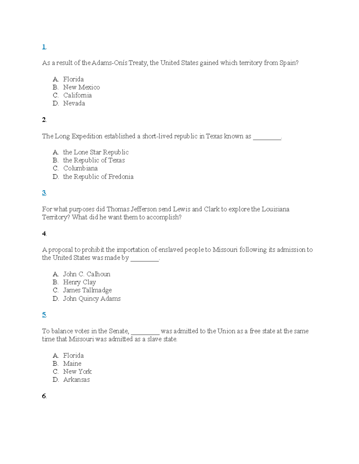 US History Chapter 11 Review Questions - 1. As a result of the Adams ...
