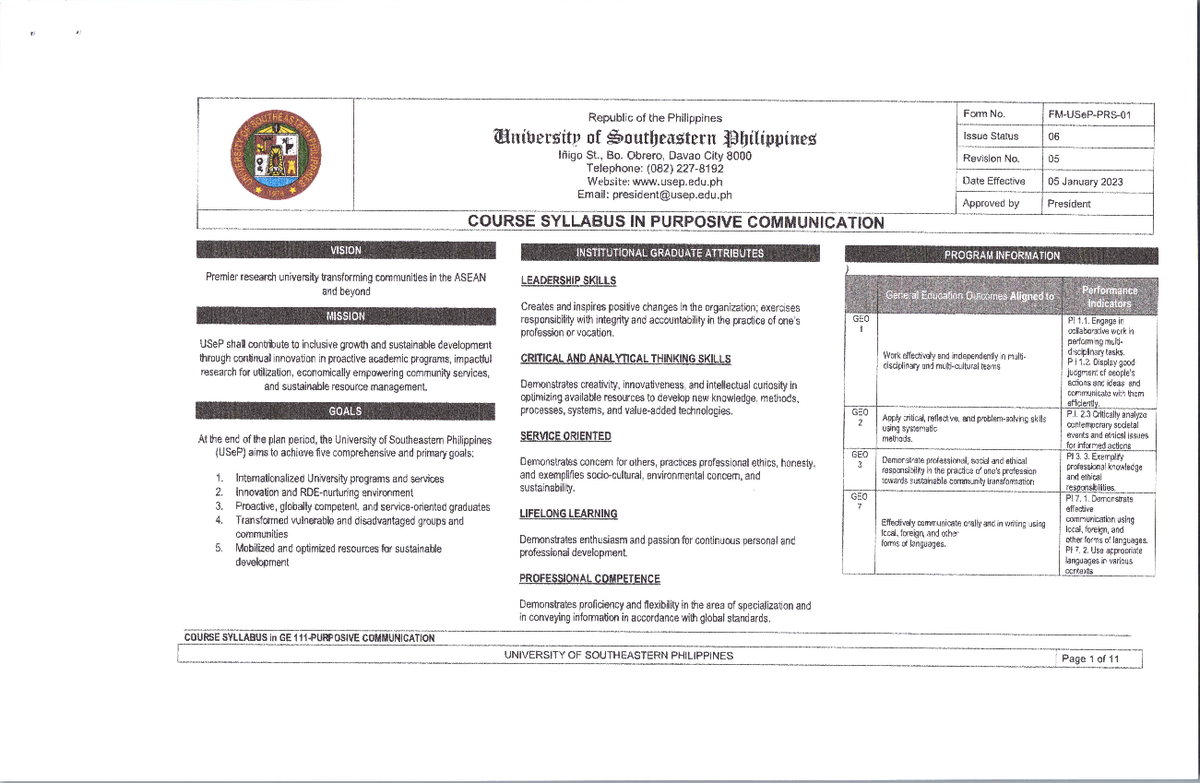 GE111-2023- Purposive- Communication - Republic of the Philippines Form ...