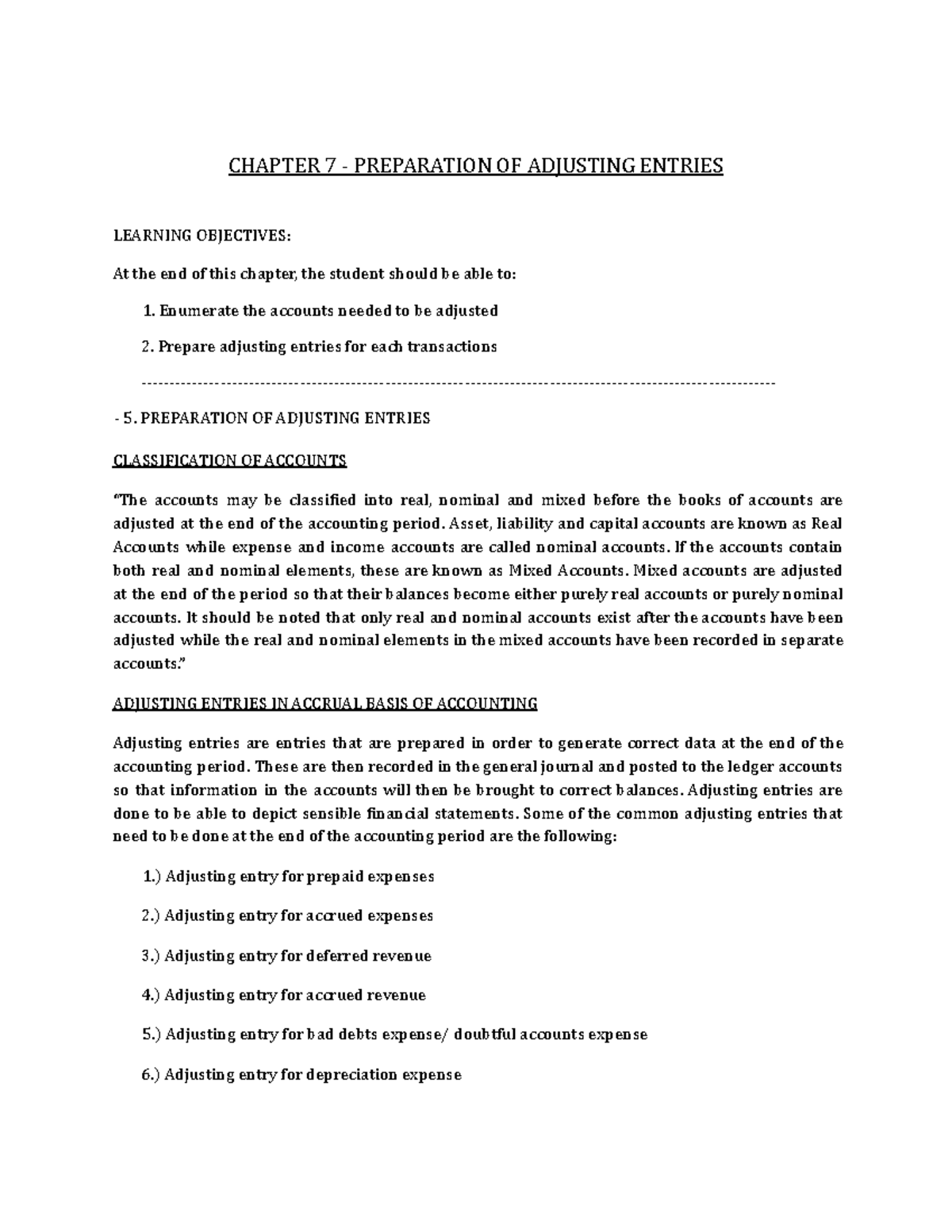 Chapter 7 Preparation of Adjusting Entries - CHAPTER 7 - PREPARATION OF ...