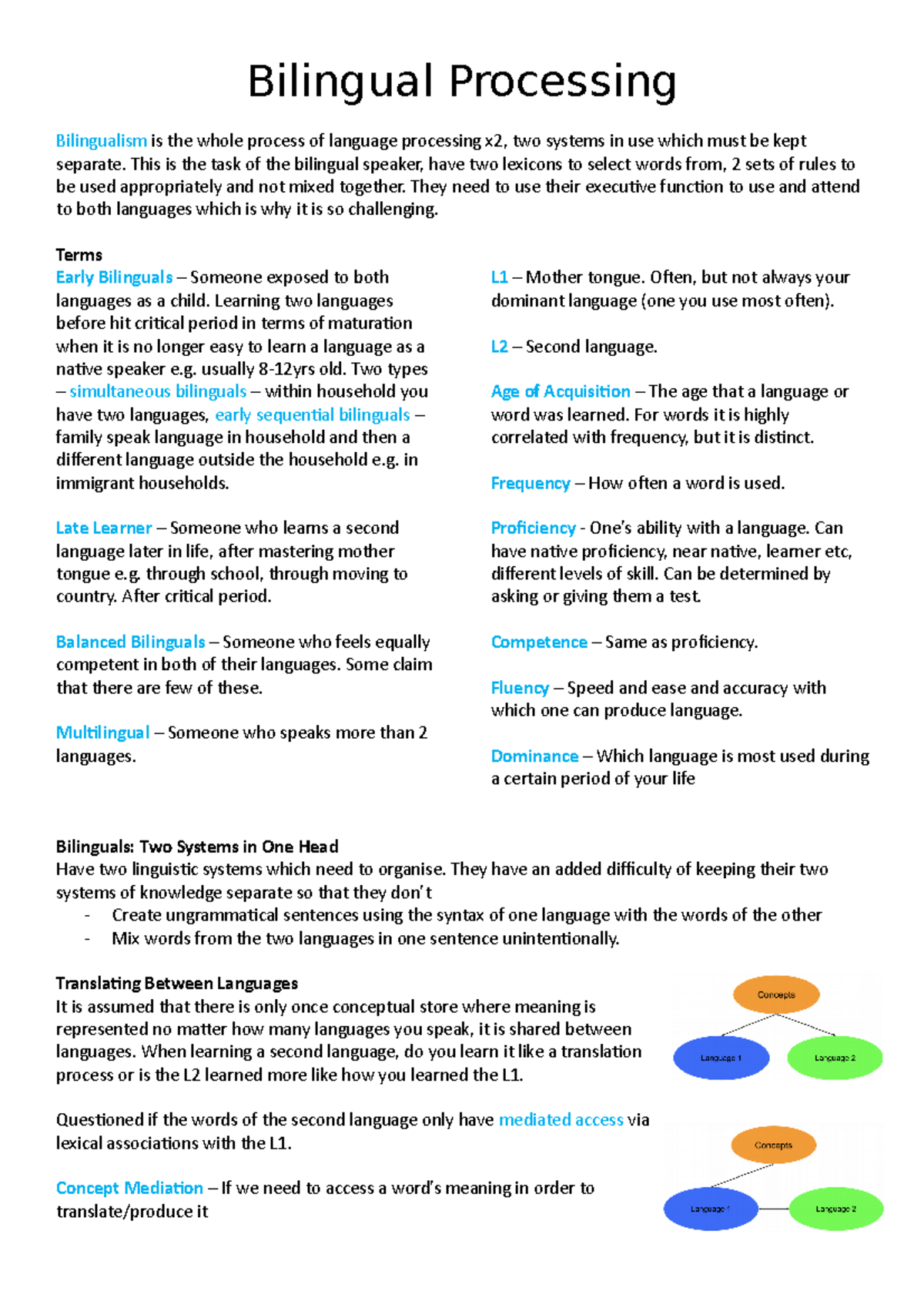 Lecture 10 - Bilingual Processing - Bilingual Processing Bilingualism ...