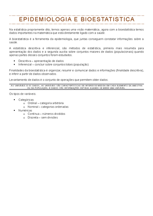 Resumo de Epidemiologia - Warning: TT: undefined function: 32 Warning: TT: undefined function ...