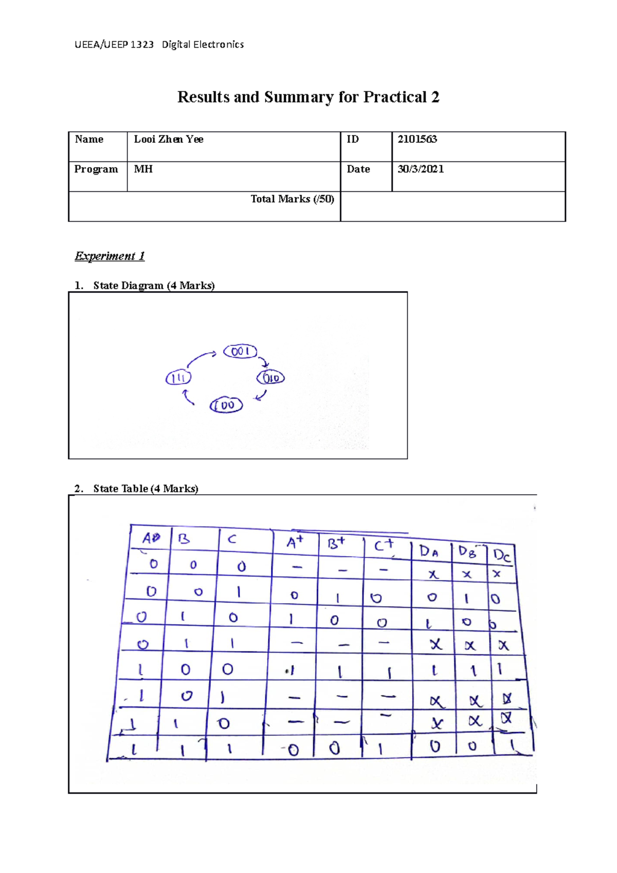 Digital Electronics Practical 2 - Report Template - Results and Summary ...