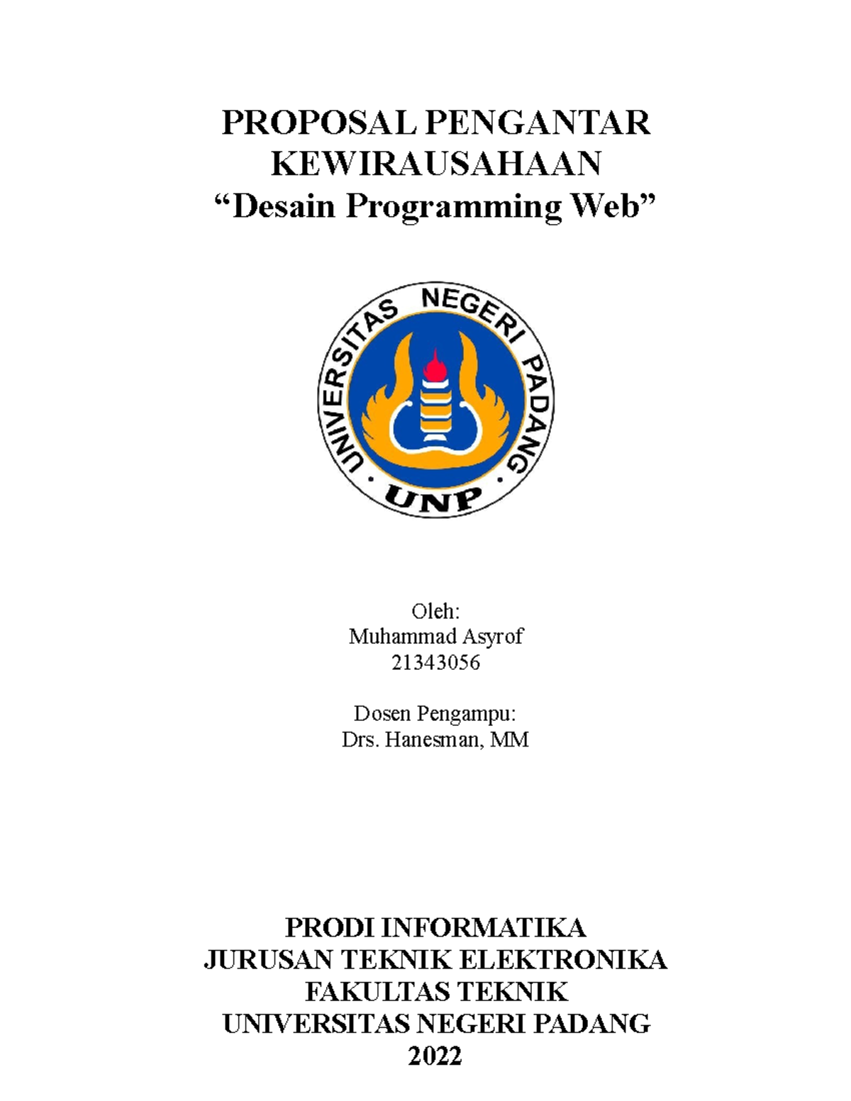 P7- Proposal-PKWU- Muhammad Asyrof-21343056 - PROPOSAL PENGANTAR ...