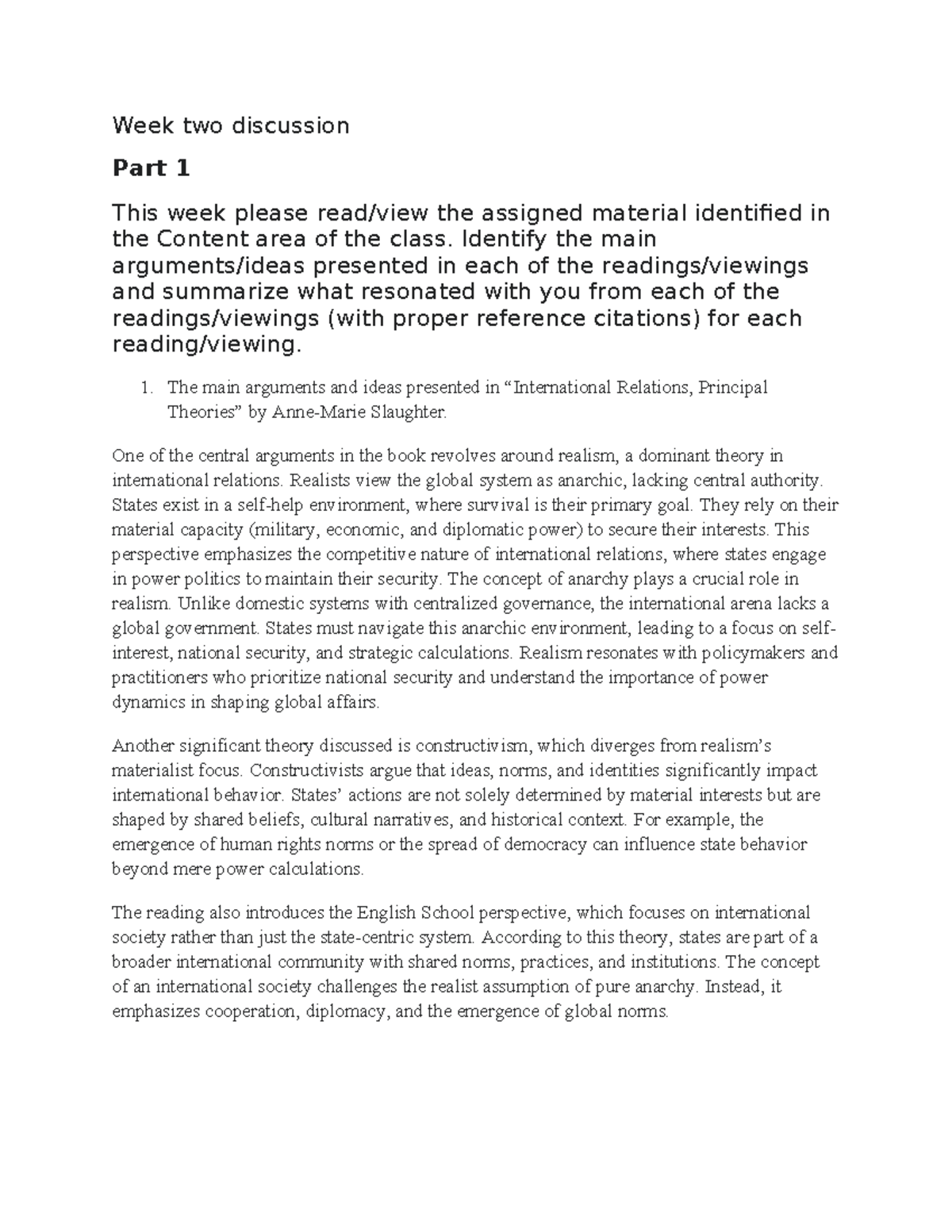 Week two discussion gvpt 306 - Week two discussion Part 1 This week ...