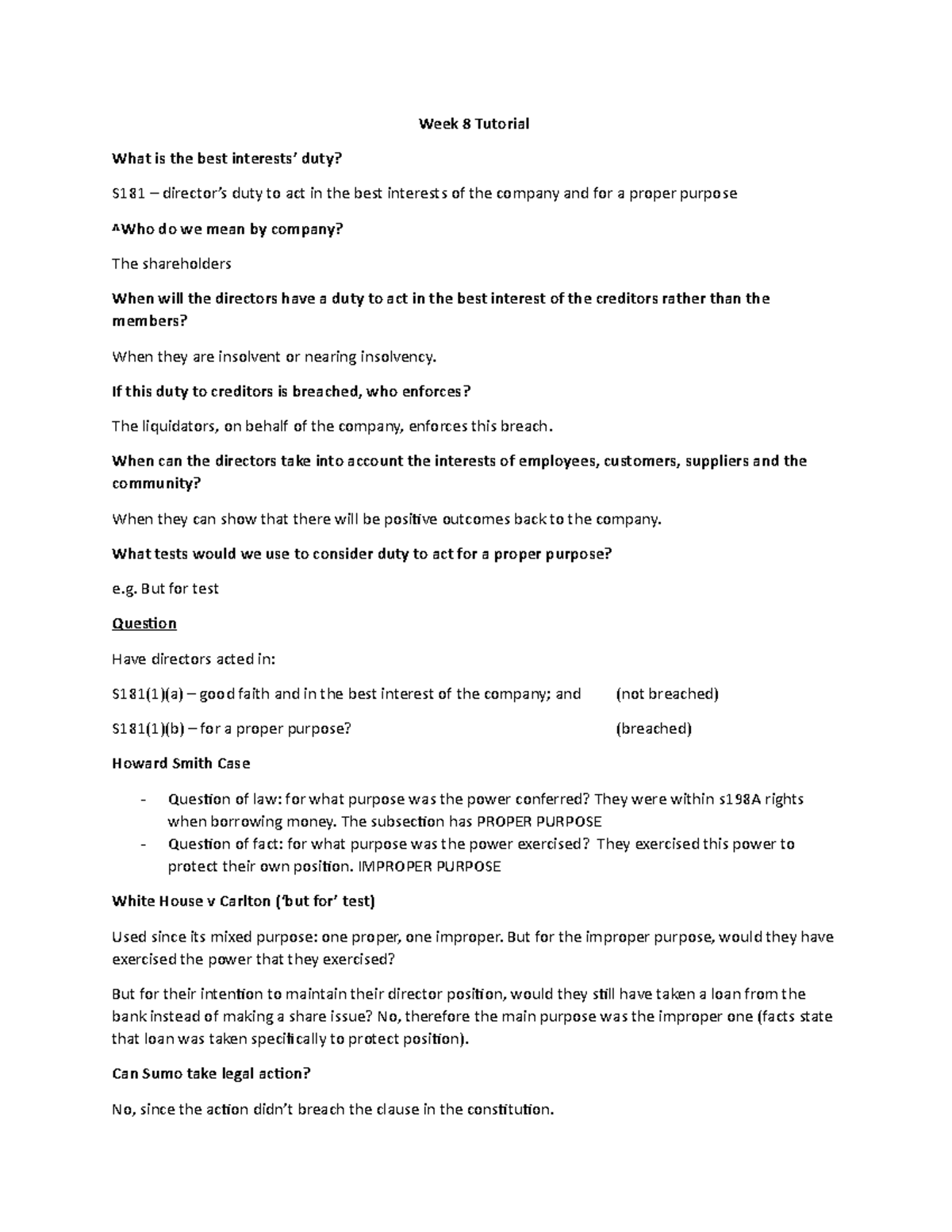 Week-8-Questions - Tutorial questions and answers - Week 8 Tutorial ...