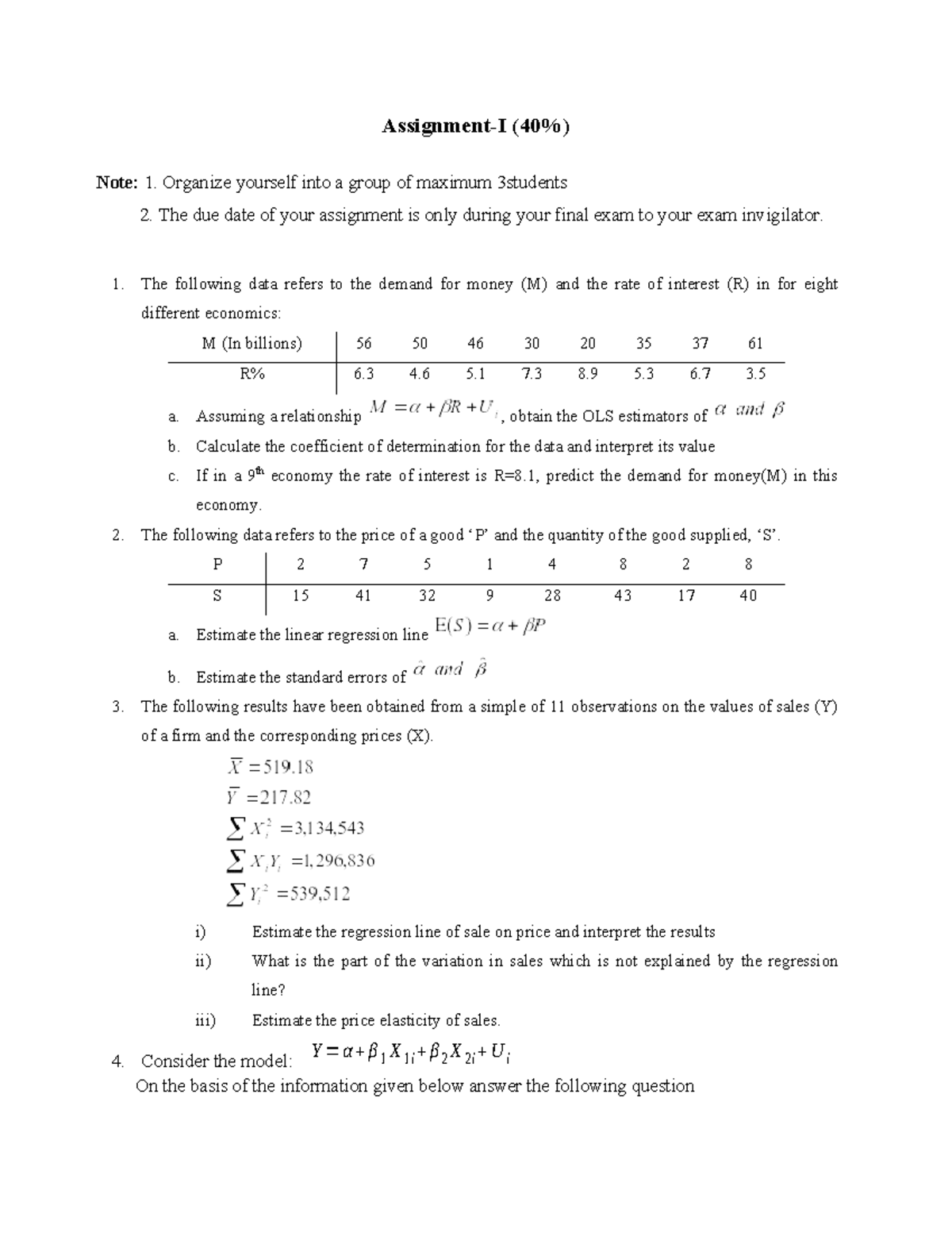 Assignment - Organize yourself into a group of maximum 3students 2. The ...