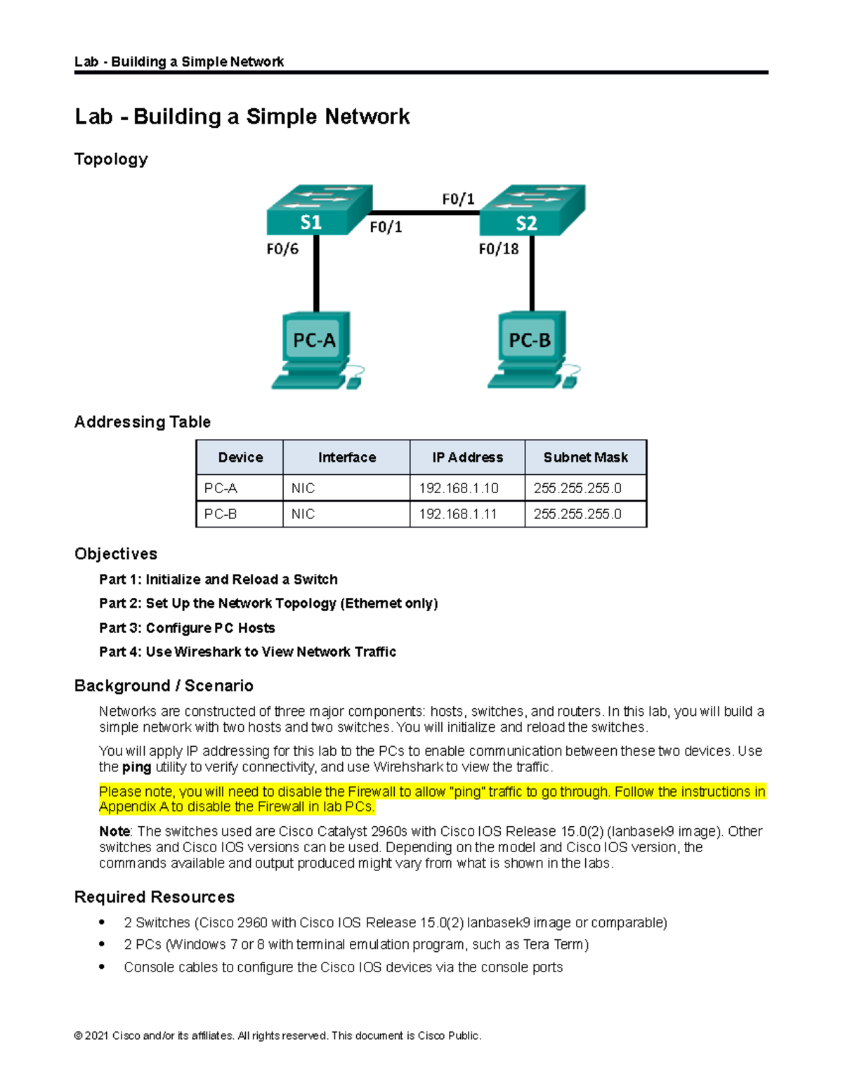 Week2-Lab - Building a Simple Network - Lab Building a Simple Network ...