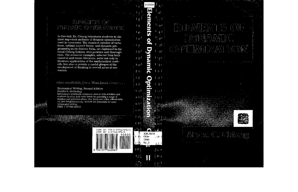 5-Elements of Dynamic Optimization - Alpha C. Chiang - ECONOMIA MATEMÁTICA - Studocu