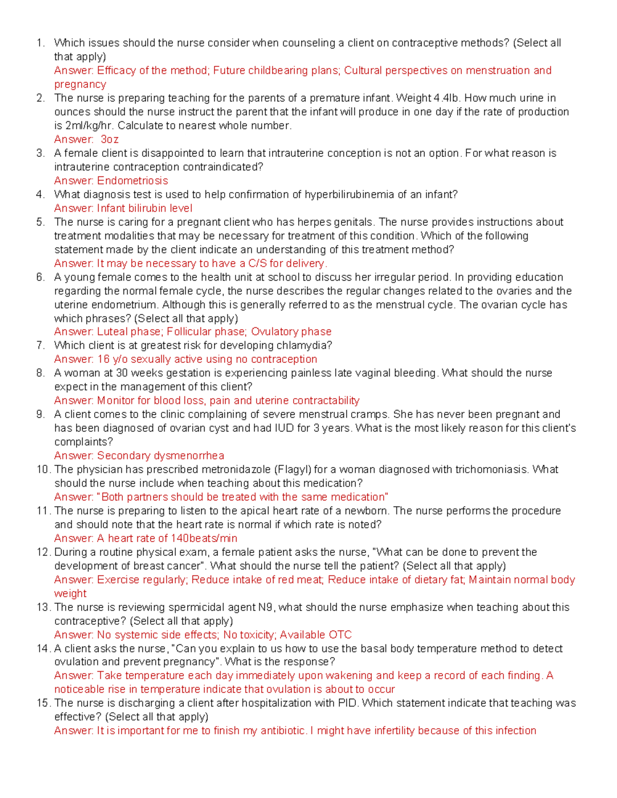 Exam 3 test questions - Which issues should the nurse consider when ...