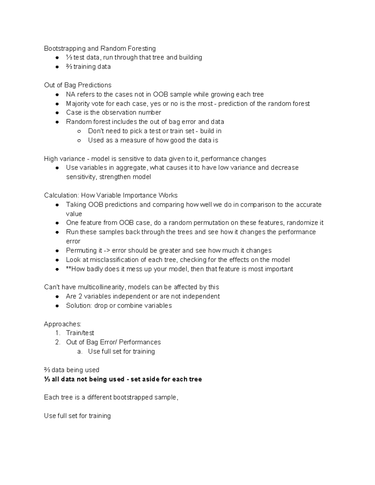 Data Science Notes - Bootstrapping and Random Foresting ⅓ test data ...